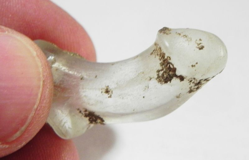 ANCIENT JORDAN. LARGE ROMAN GLASS PHALLIC AMULET. 200 A.D