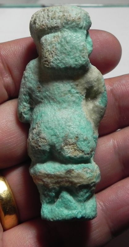 ANCIENT EGYPT , LARGE FAIENCE AMULET OF PATAIKOS. 600 - 300 B.C