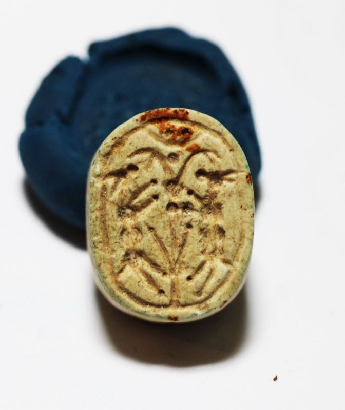 ANCIENT HOLY LAND. STONE SCARABOID. 900 - 700 B.C