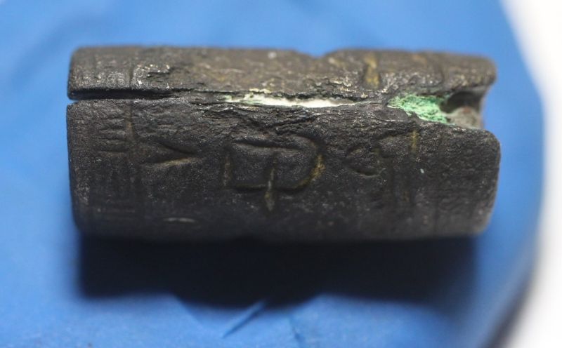 ANCIENT LEVANT. BRONZE CYLINDER SEAL. 1500 - 1200 B.C LATE BRONZE AGE