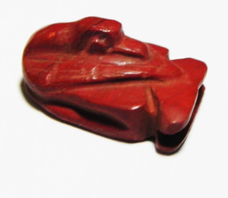 ANCIENT EGYPT, NEW KINGDOM. RED JASPER DUCK AMULET WITH THUTMOSE III ...