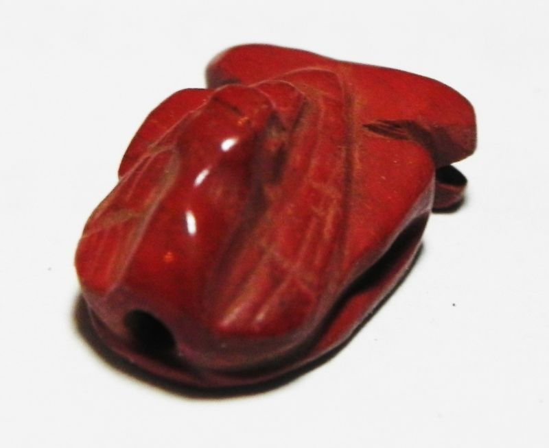 ANCIENT EGYPT, NEW KINGDOM. RED JASPER DUCK AMULET WITH THUTMOSE III ...