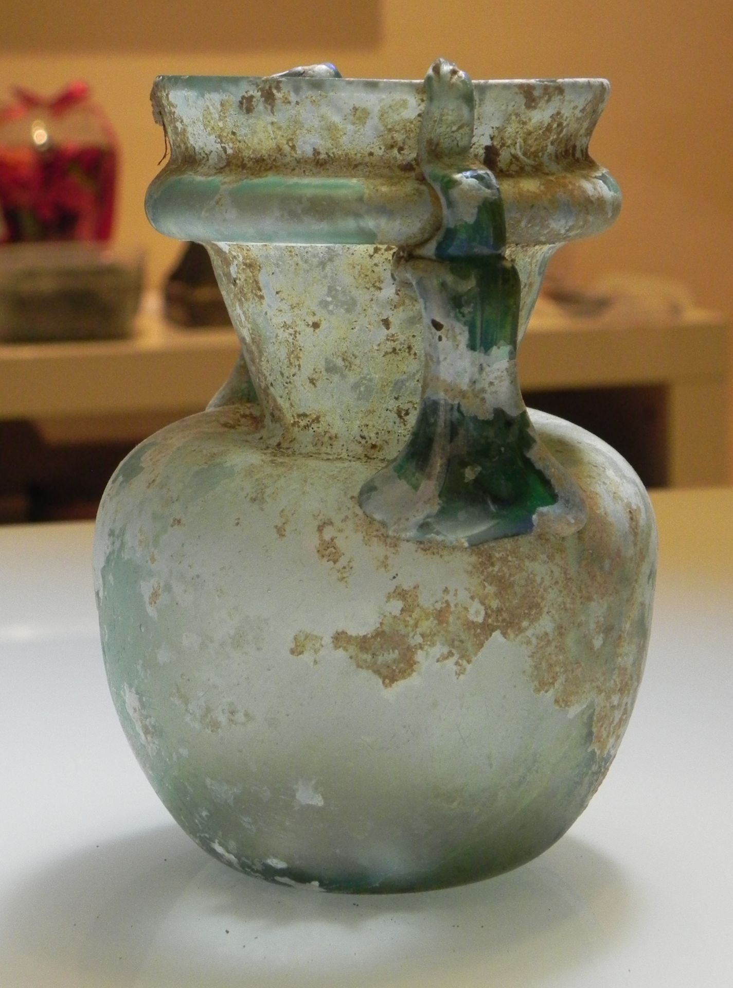 HOLY LAND. ANCIENT ROMAN GLASS VESSEL. 200 - 300 A.D