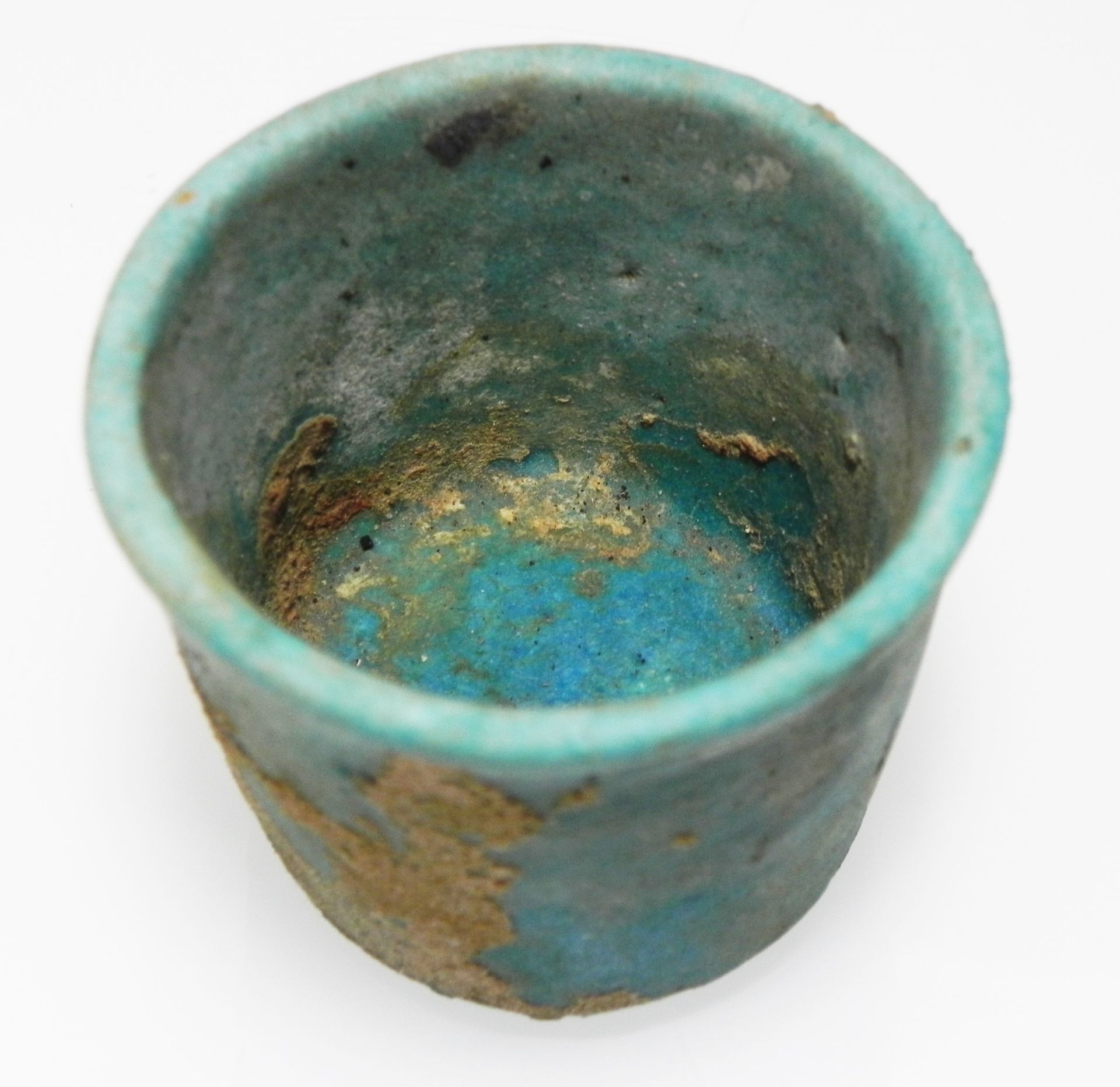 ANCIENT EGYPT. FAIENCE CUP . LATE PERIOD. 600 - 300 B.C