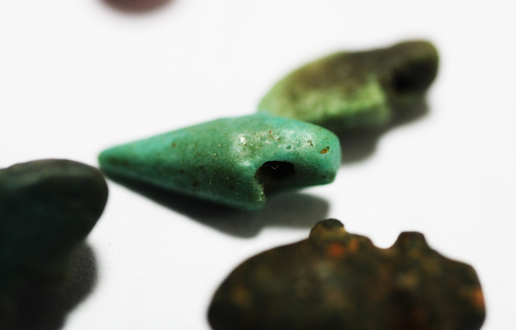 ANCIENT EGYPT. LOT OF 6 FAIENCE (SOME STONE) AMULETS . 600 - 300 B.C