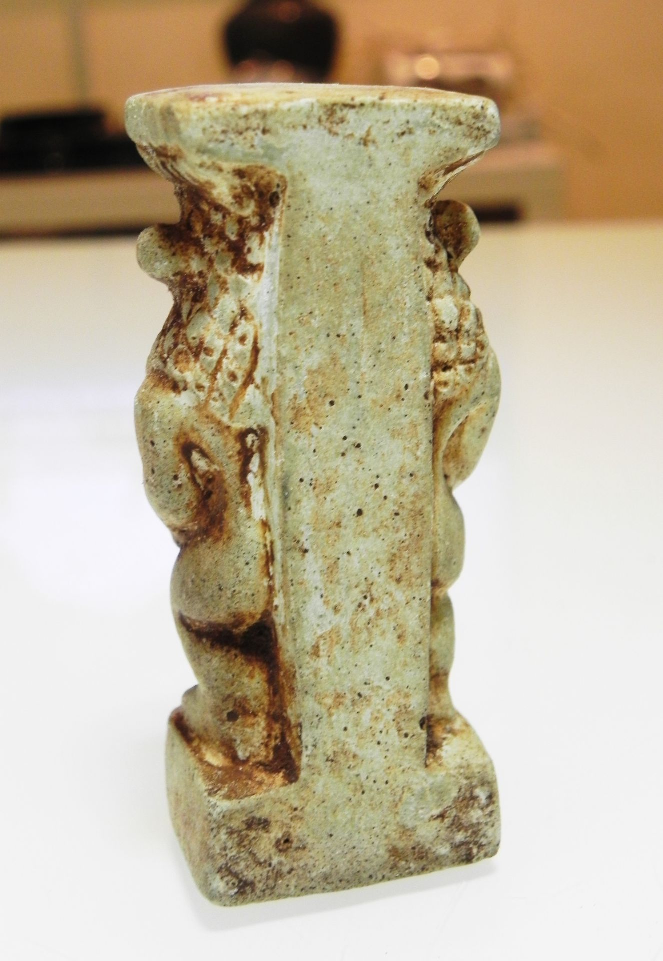 ANCIENT EGYPTIAN LARGE FAIENCE BES FIGURE. 600 - 300 B.C