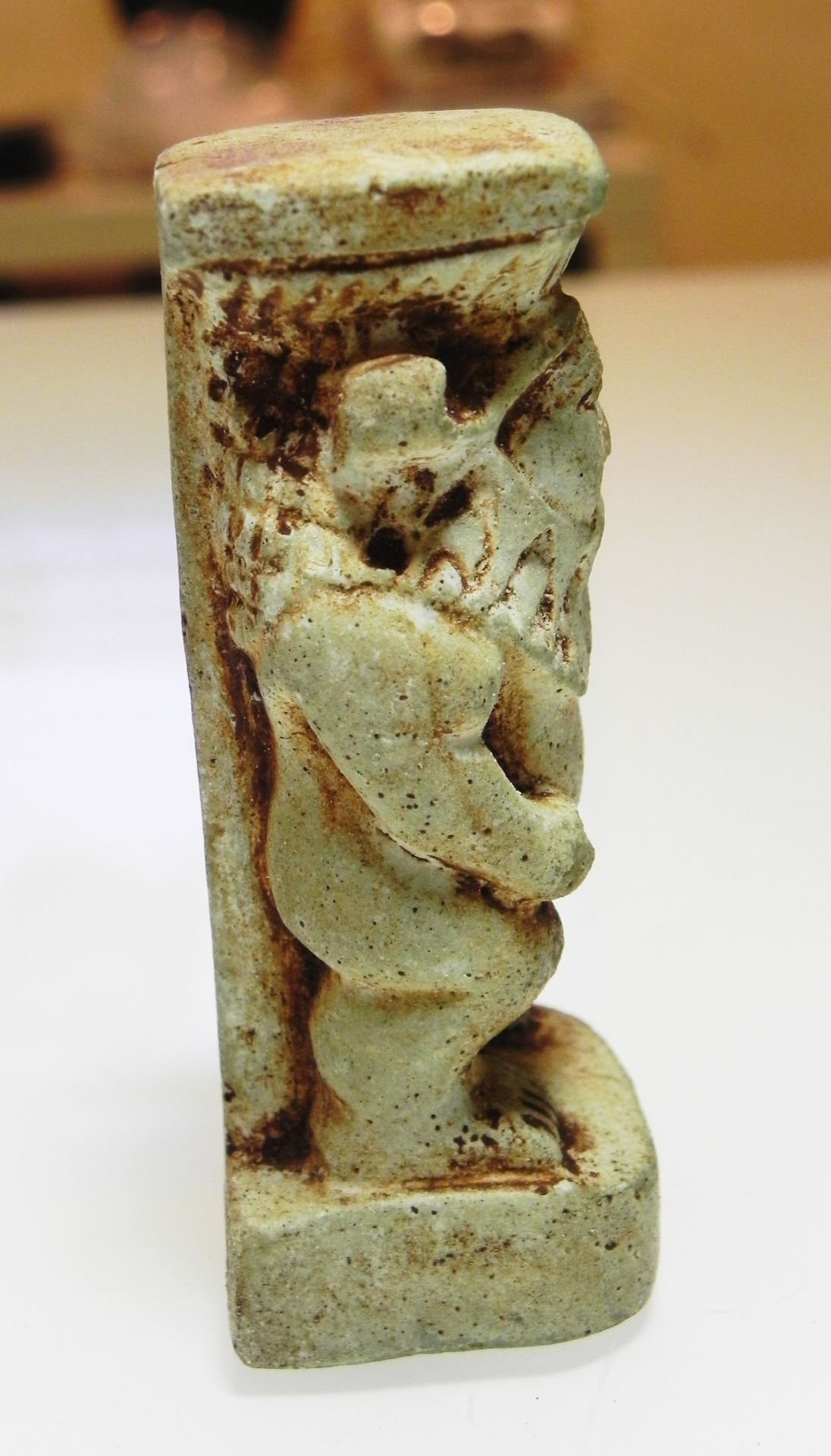 ANCIENT EGYPTIAN LARGE FAIENCE BES FIGURE. 600 - 300 B.C