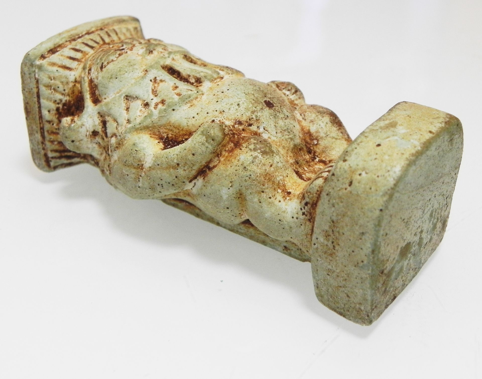 ANCIENT EGYPTIAN LARGE FAIENCE BES FIGURE. 600 - 300 B.C