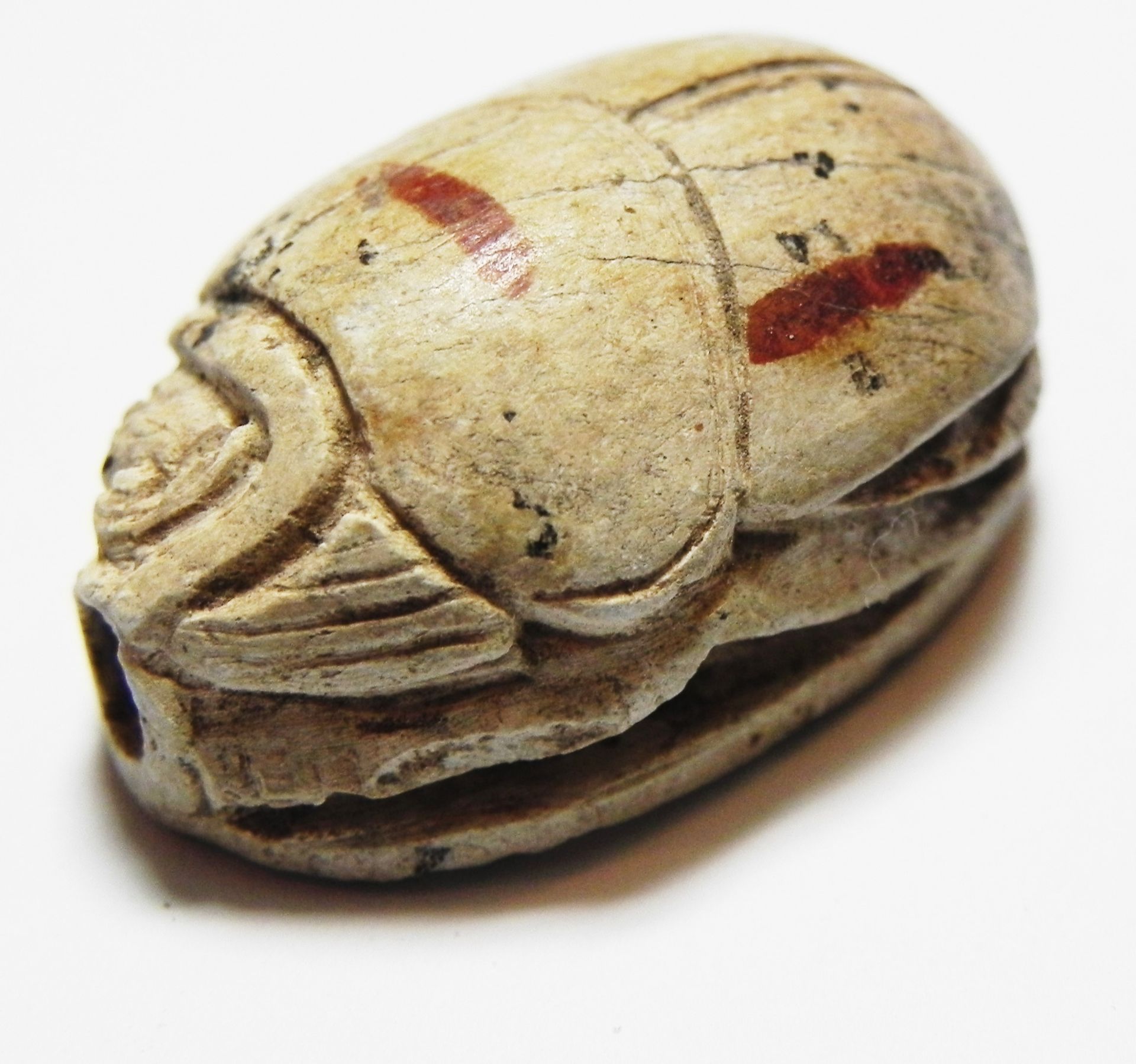ANCIENT EGYPT, STONE SCARAB . NEW KINGDOM. 1300 B.C. DECORATED WITH A ...