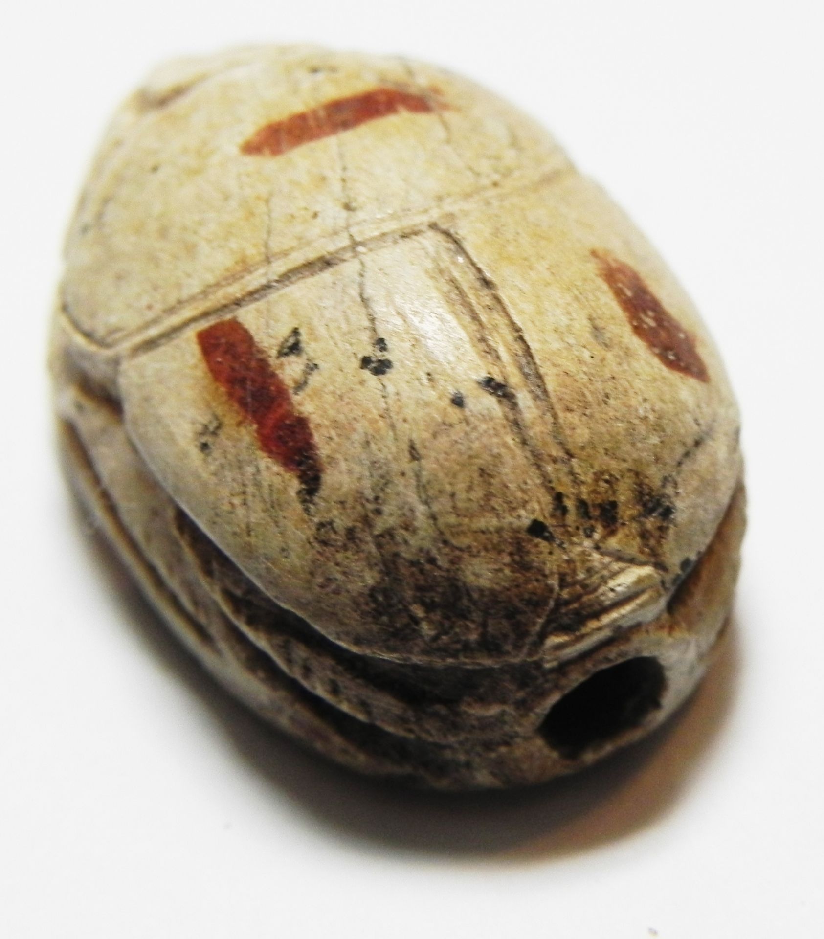 ANCIENT EGYPT, STONE SCARAB . NEW KINGDOM. 1300 B.C. DECORATED WITH A ...