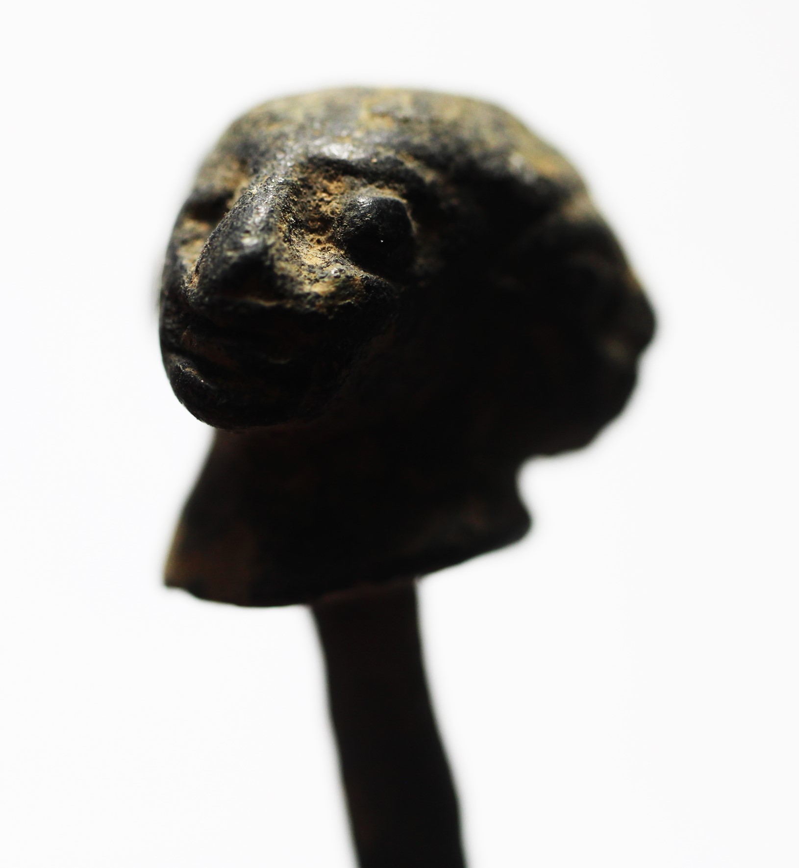 Iron Age II, c. 7th BC. Triple headed Bronze Pin. Holy land
