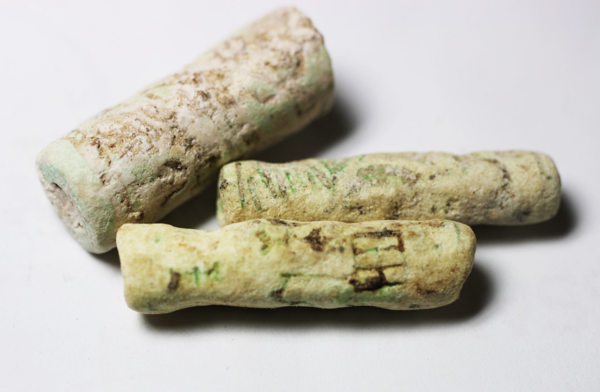 ANCIENT LEVANT. BRONZE AGE STONE CYLINDER SEALS (3). 1400 - 1200 B.C