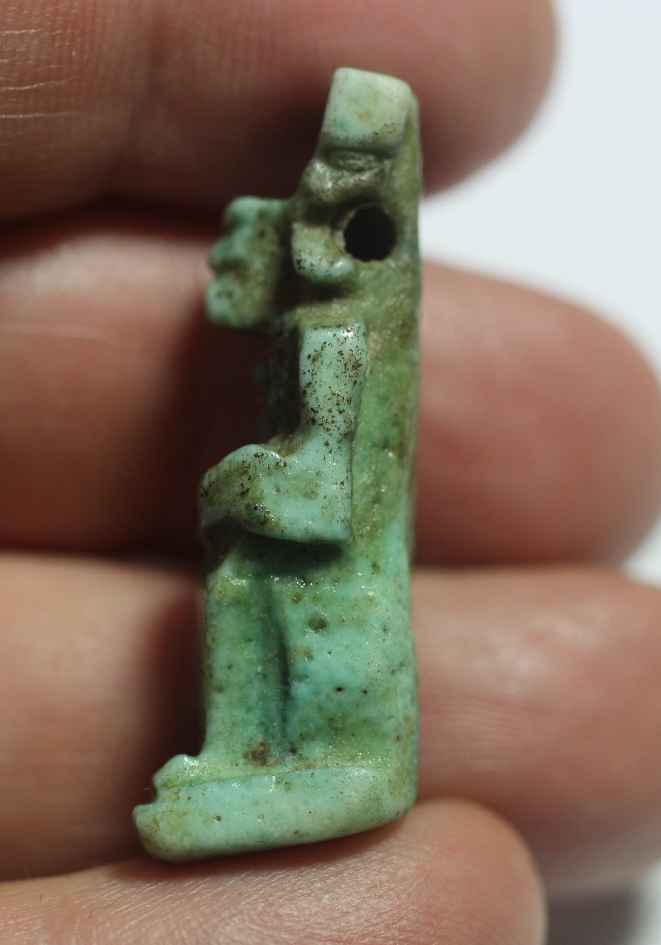 ANCIENT EGYPT. FAIENCE ISIS NURSING BABY HORUS AMULET. 600 - 300 B.C