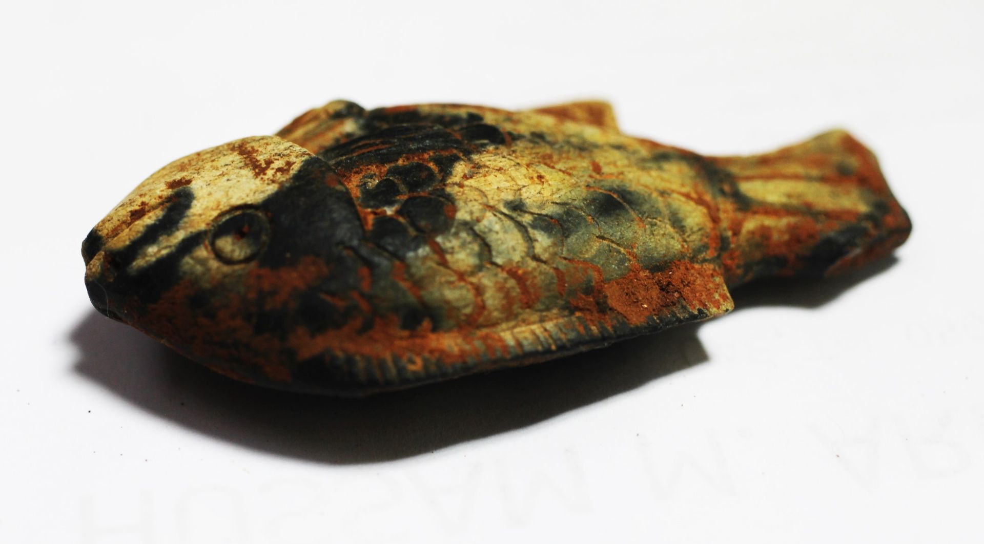 ANCIENT EGYPT. NEW KINGDOM PAINTED CLAY TILAPIA FISH. 1390-1336 B.C