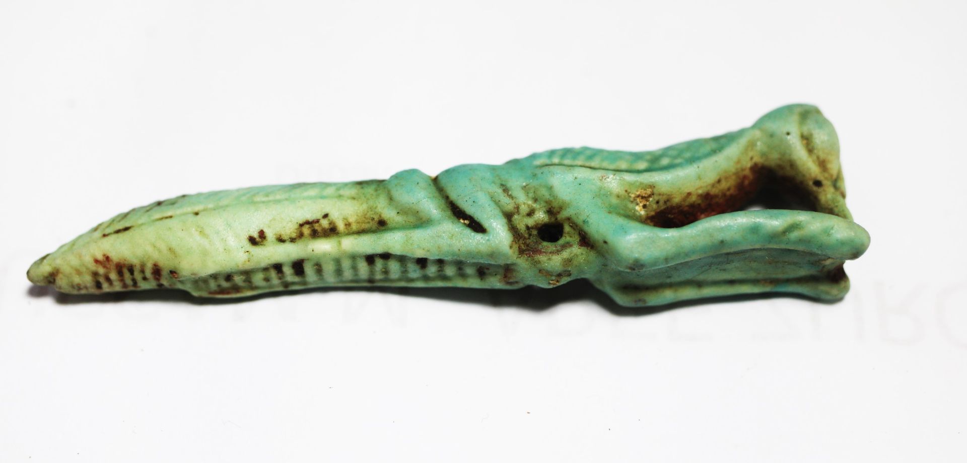 ANCIENT EGYPT. PROBABLY A UNIQUE FAIENCE AMULET OF A MANTIS. 600 - 300 ...