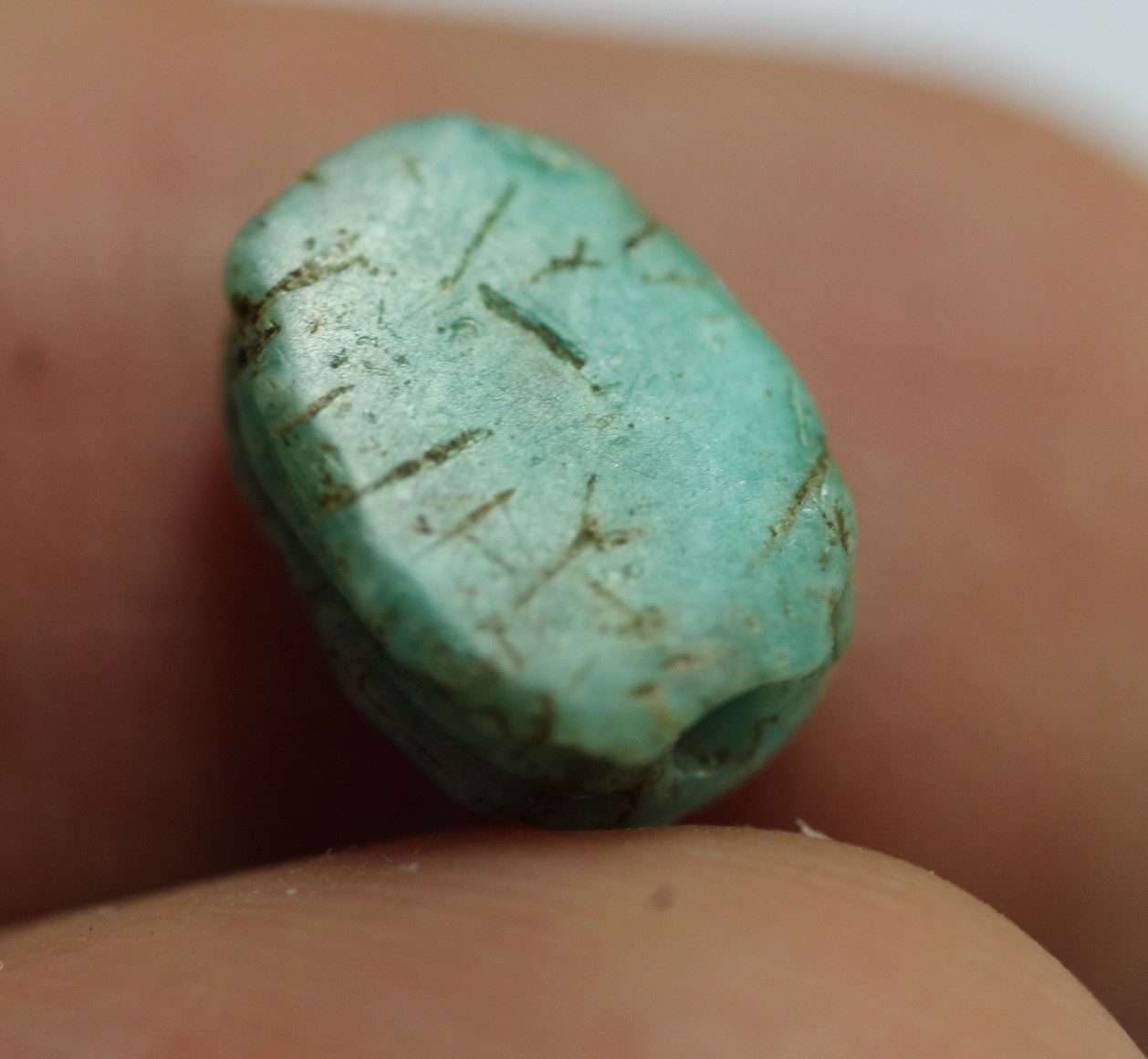 ANCIENT EGYPT. RARE NEW KINGDOM FELDSPAR STONE SCARAB 13TH CENTURY B.C.