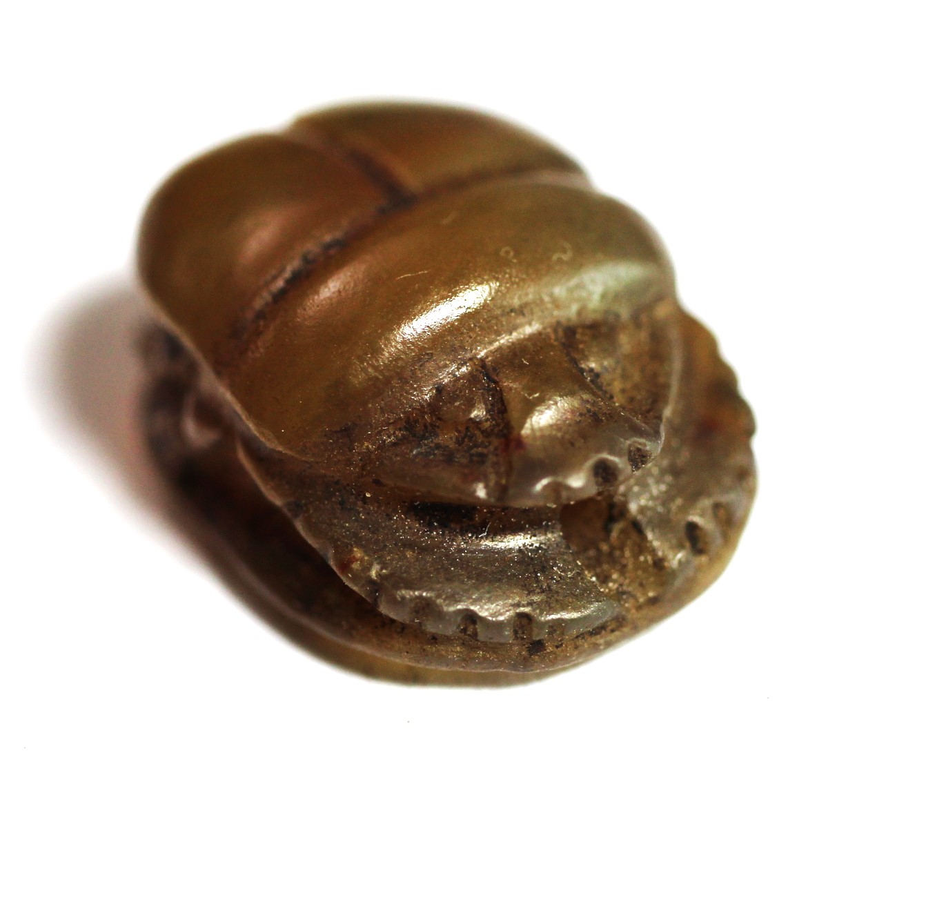 ANCIENT EGYPT. NEW KINGDOM STONE SCARAB. 1300 B.C LOTUS FLOWERS
