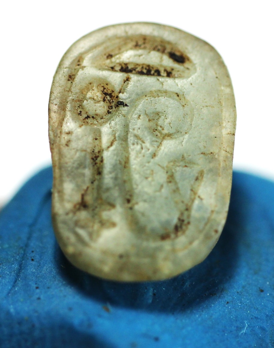 ANCIENT EGYPT. NEW KINGDOM. STONE FROG SHAPED SCARABOID. 1250 B.C