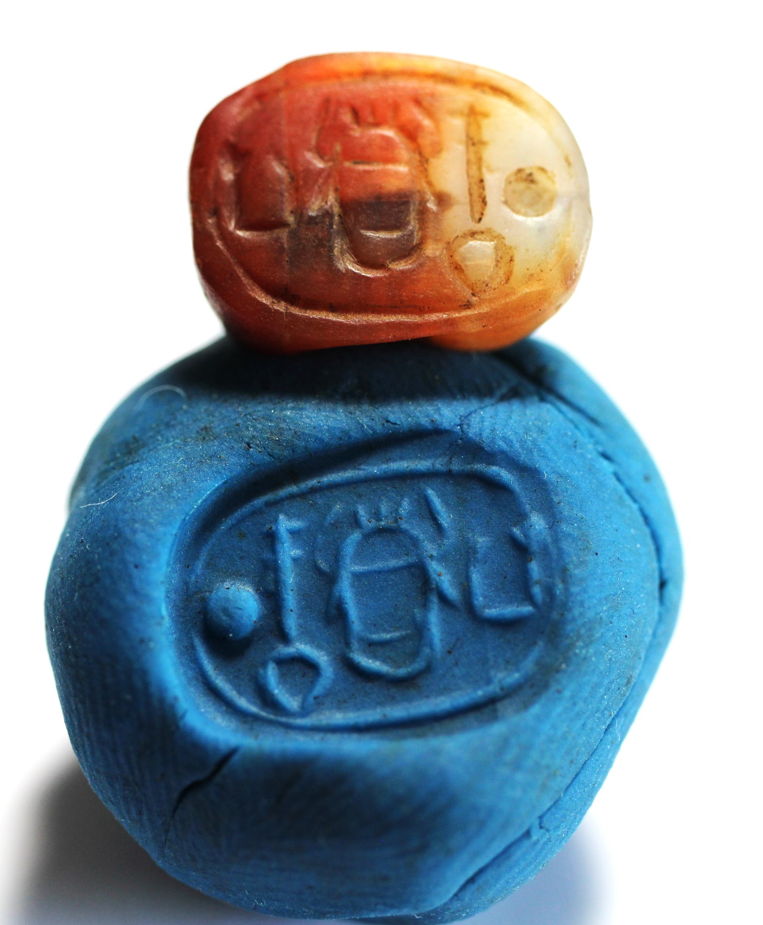 ANCIENT EGYPT. NEW KINGDOM. STONE FROG SHAPED SCARABOID. 1250 B.C