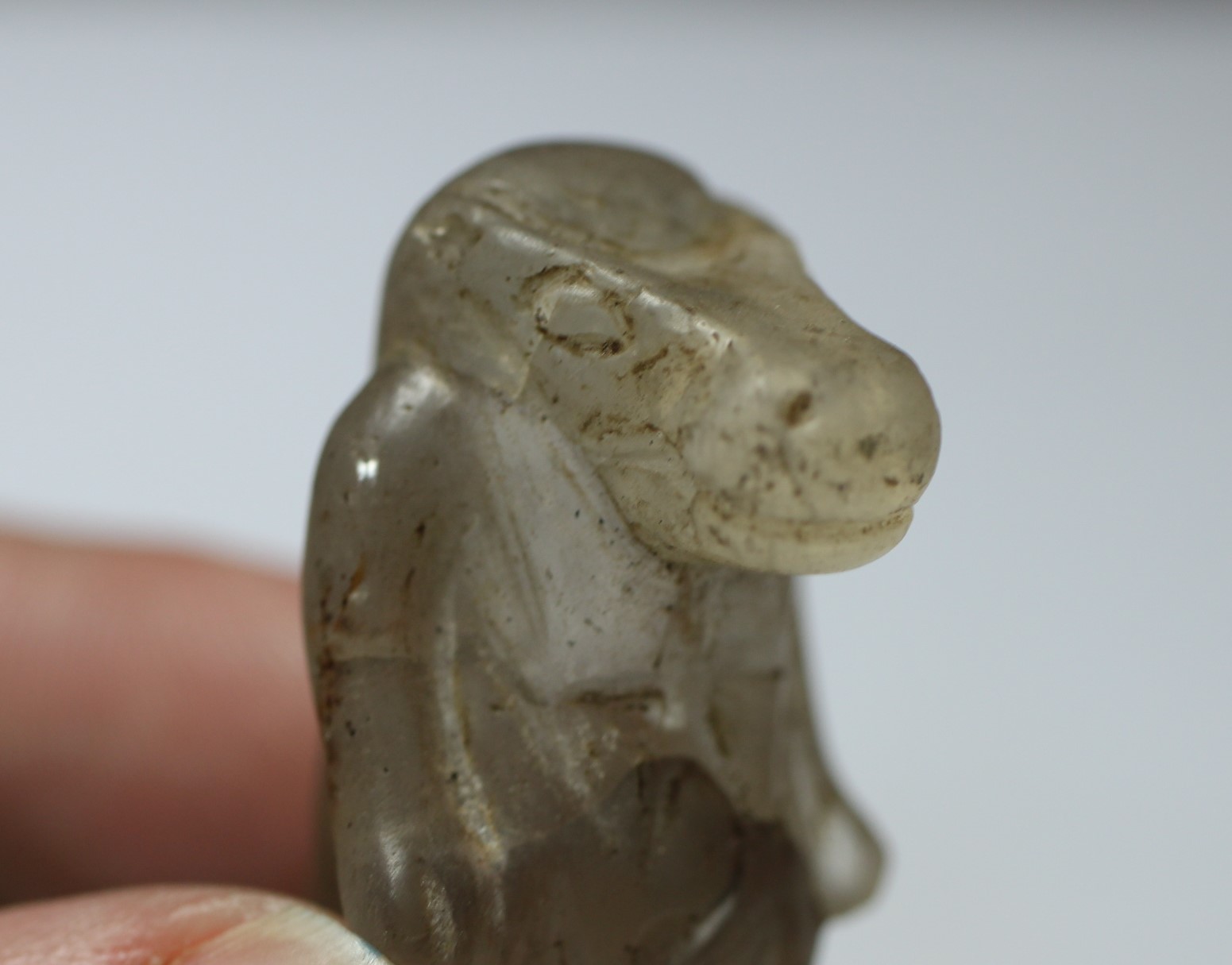 ANCIENT EGYPT . LARGE ROCK CRYSTAL TAWERET AMULET. 1250 B.C