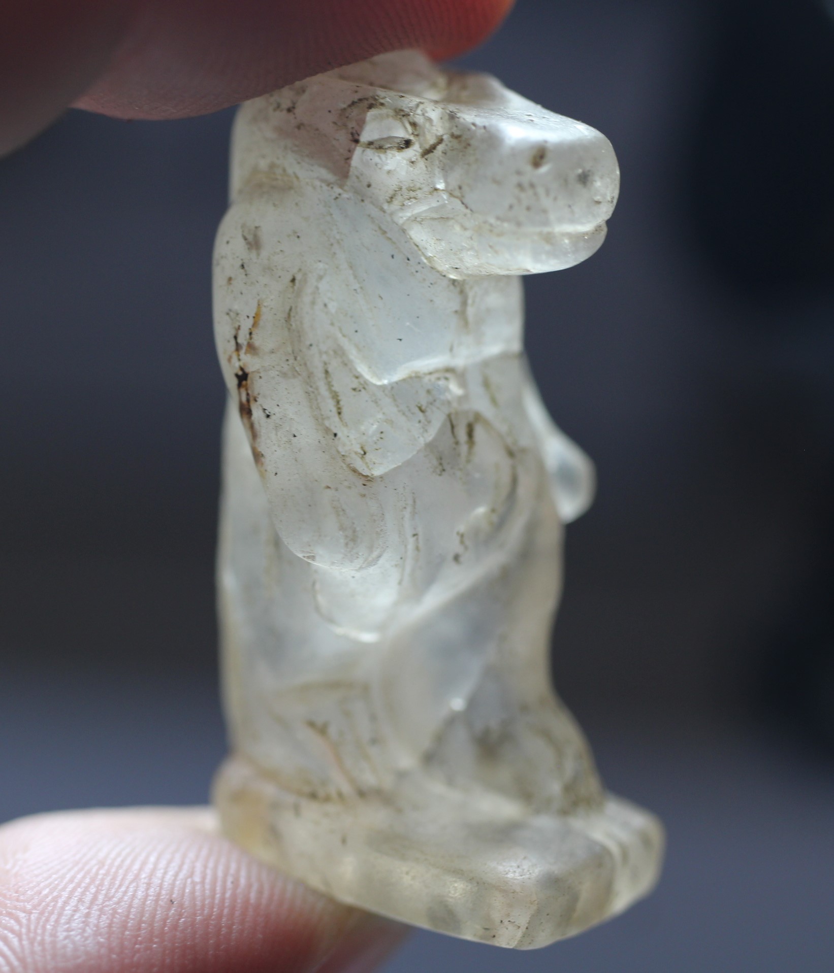 ANCIENT EGYPT . LARGE ROCK CRYSTAL TAWERET AMULET. 1250 B.C