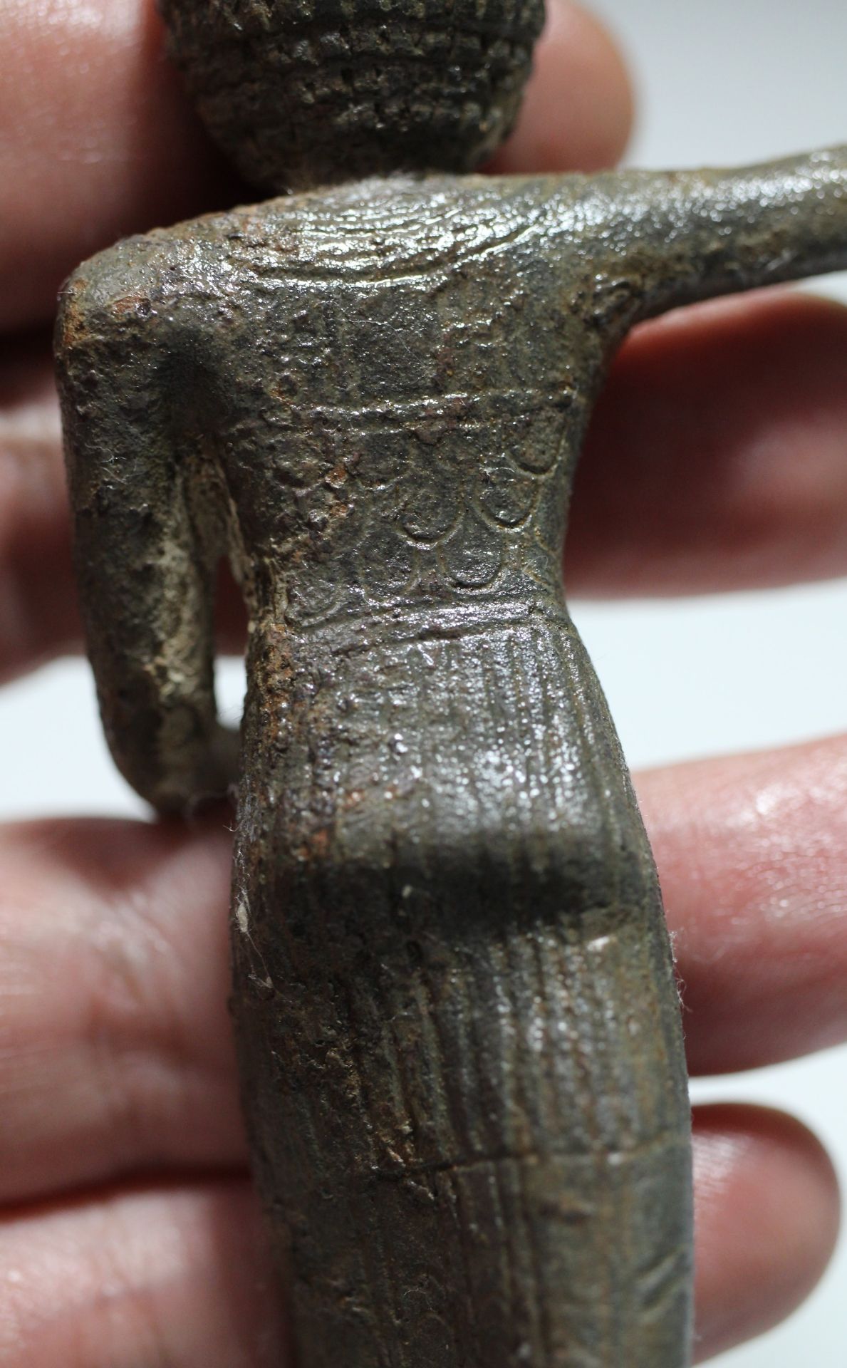 ANCIENT EGYPT. BRONZE ONURIS STATUE. 600 - 300 B.C . SOLID