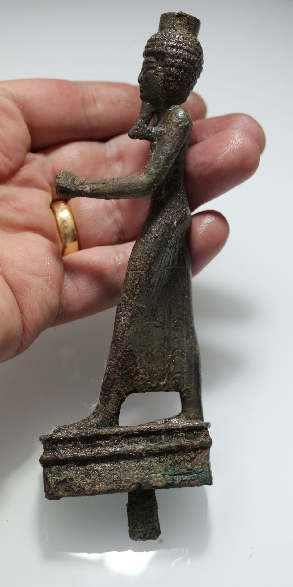 ANCIENT EGYPT. BRONZE ONURIS STATUE. 600 - 300 B.C . SOLID