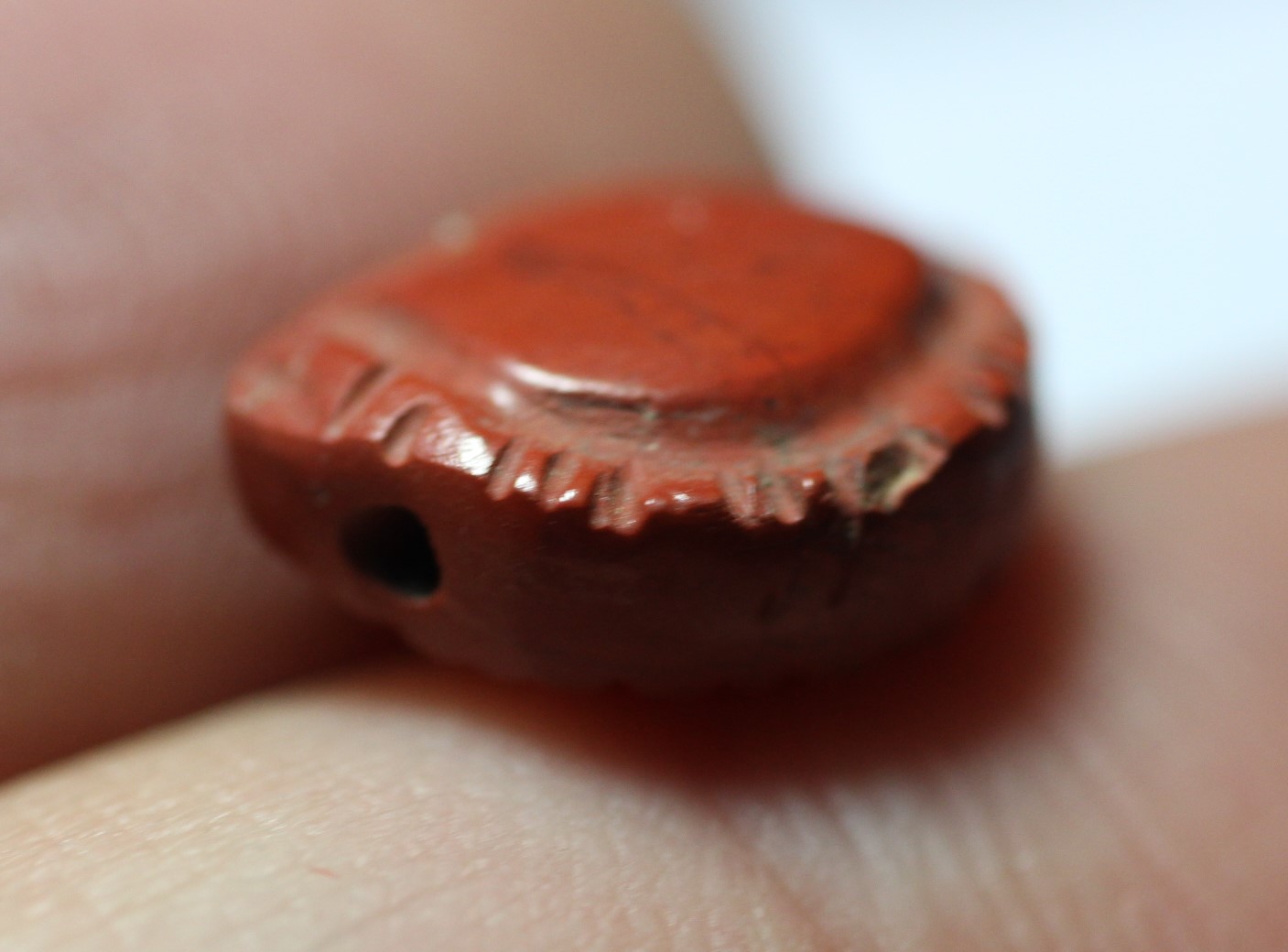 ANCIENT EGYPT. RED JASPER SEA SHELL AMULET. 1250 B.C