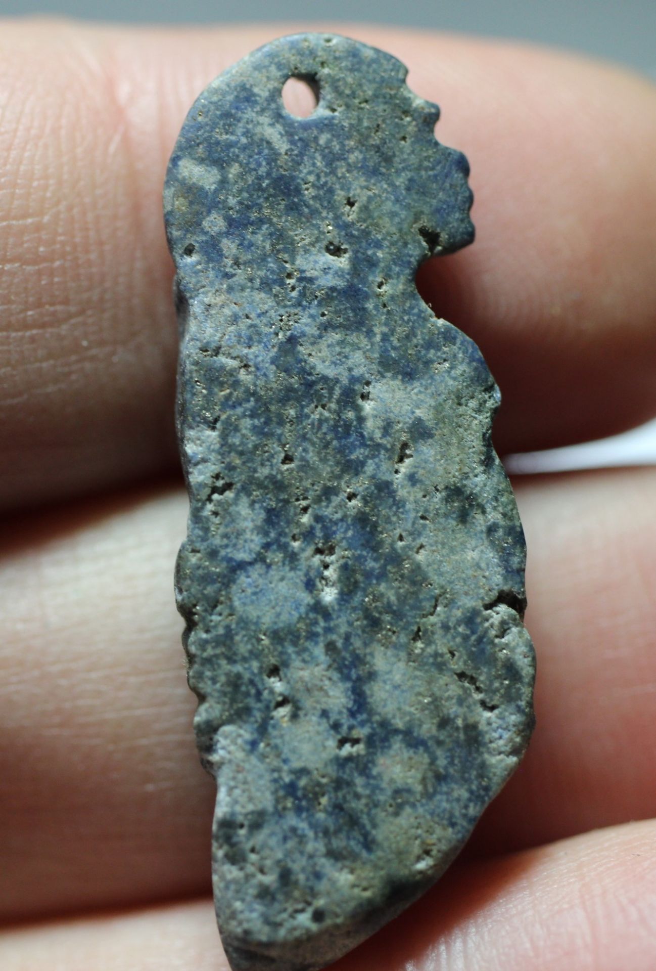 ANCIENT EGYPT. STONE AMULET OF A KUSHITE PRISONER. 1250 B.C