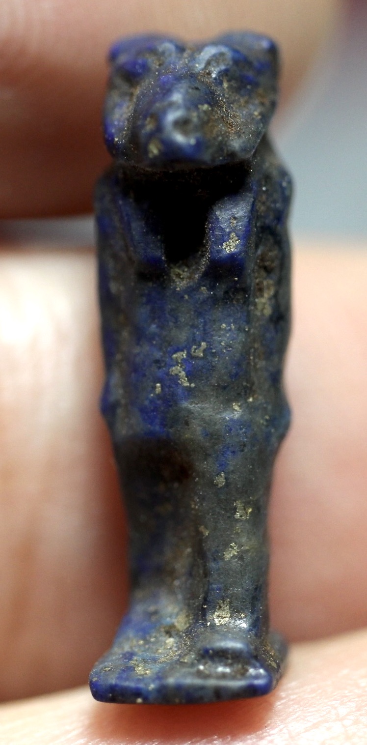 ANCIENT EGYPT. NEW KINGDOM LAPIS LAZULI KHNUM AMULET. 1250 B.C
