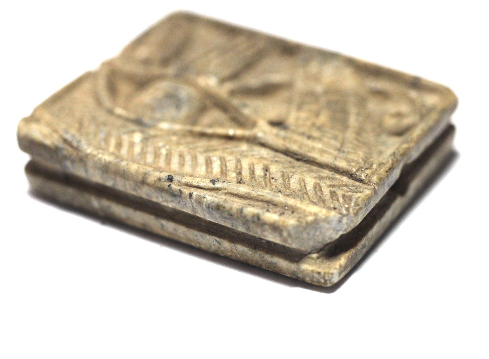 ANCIENT EGYPT. LARGE STONE PLAQUE. EYE OF HORUS. BES CROWN. 600 - 300 B.C