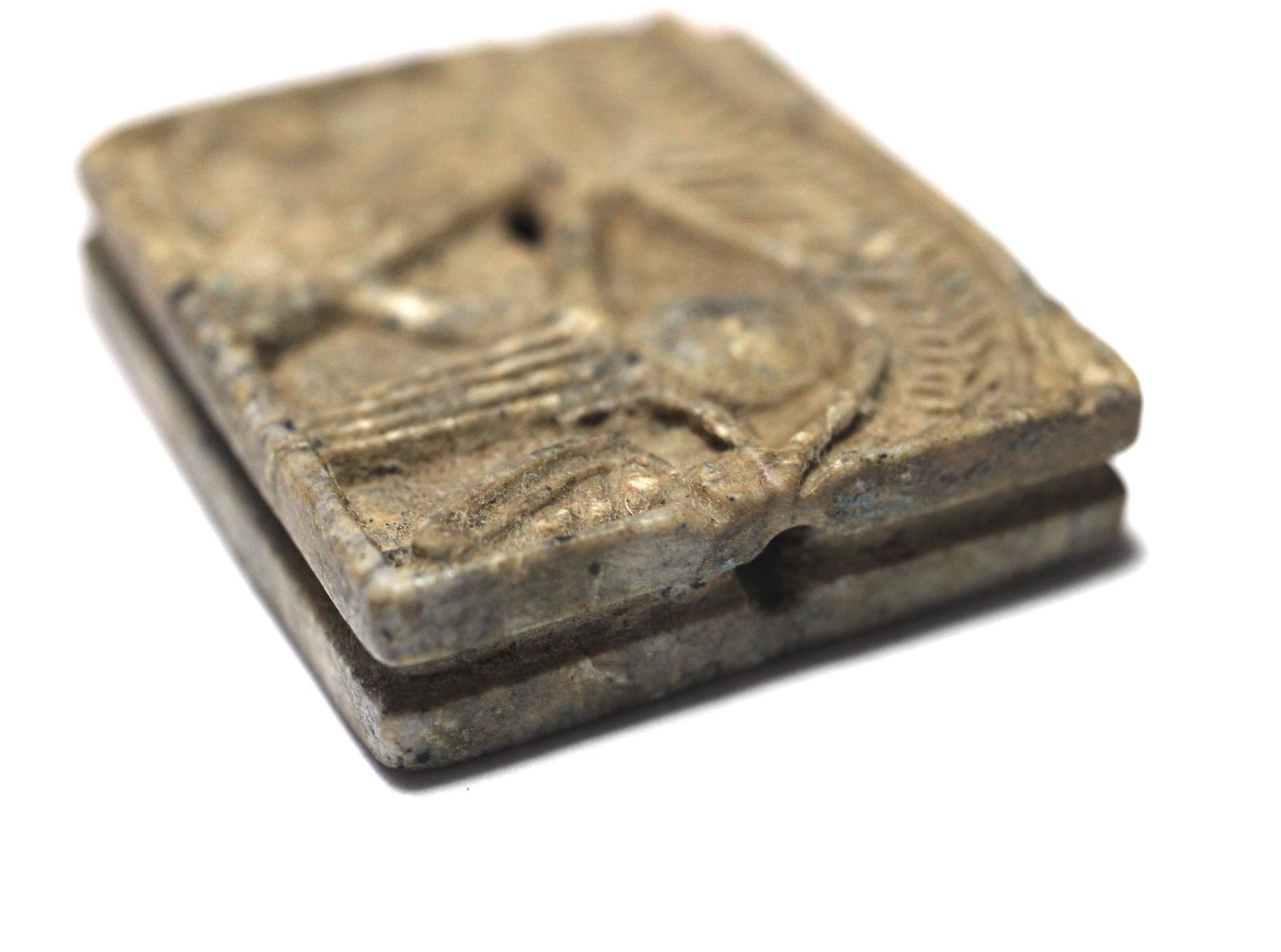 ANCIENT EGYPT. LARGE STONE PLAQUE. EYE OF HORUS. BES CROWN. 600 - 300 B.C