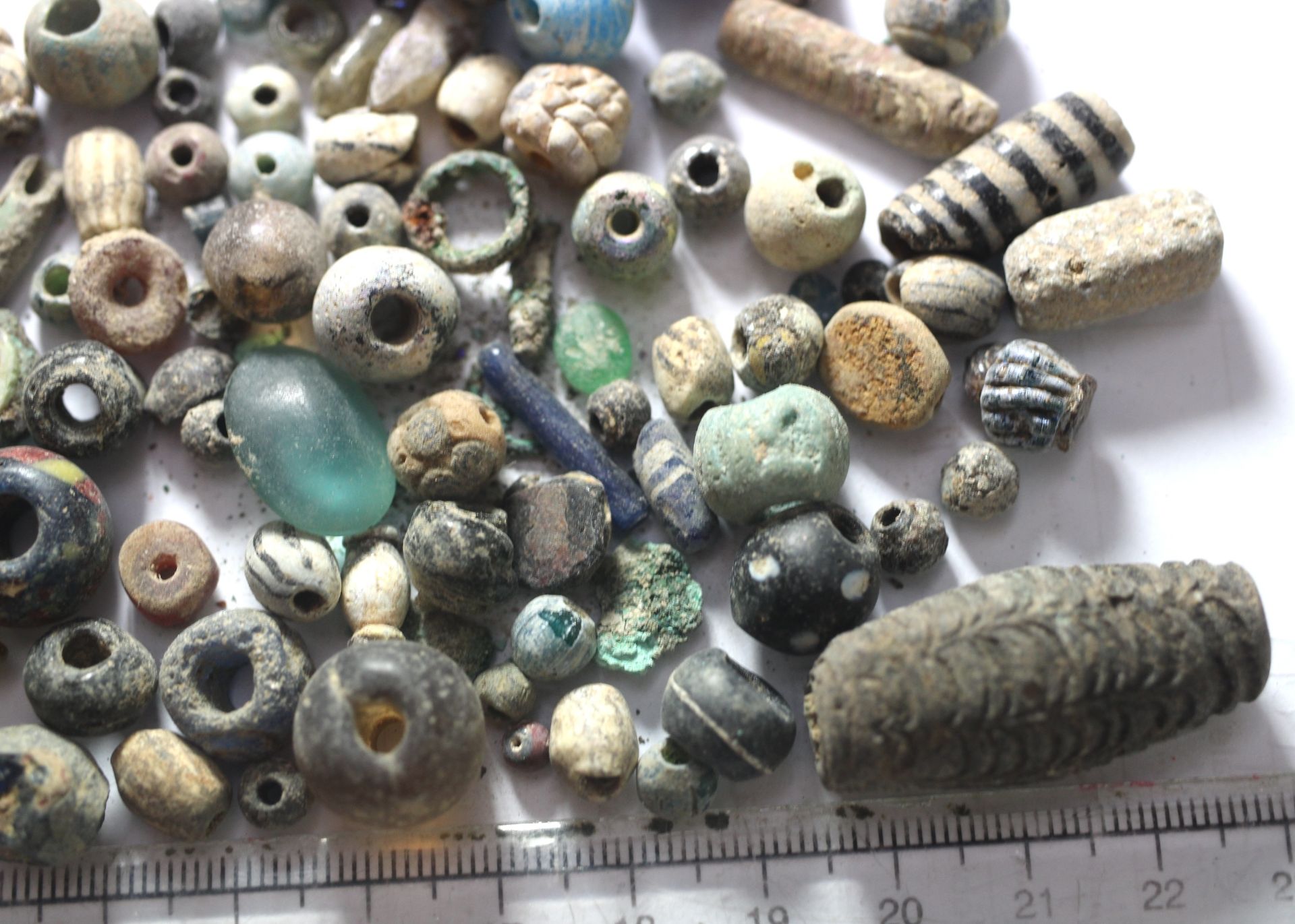 ANCIENT ROMAN GLASS BEADS. 1700 + YEARS OLD