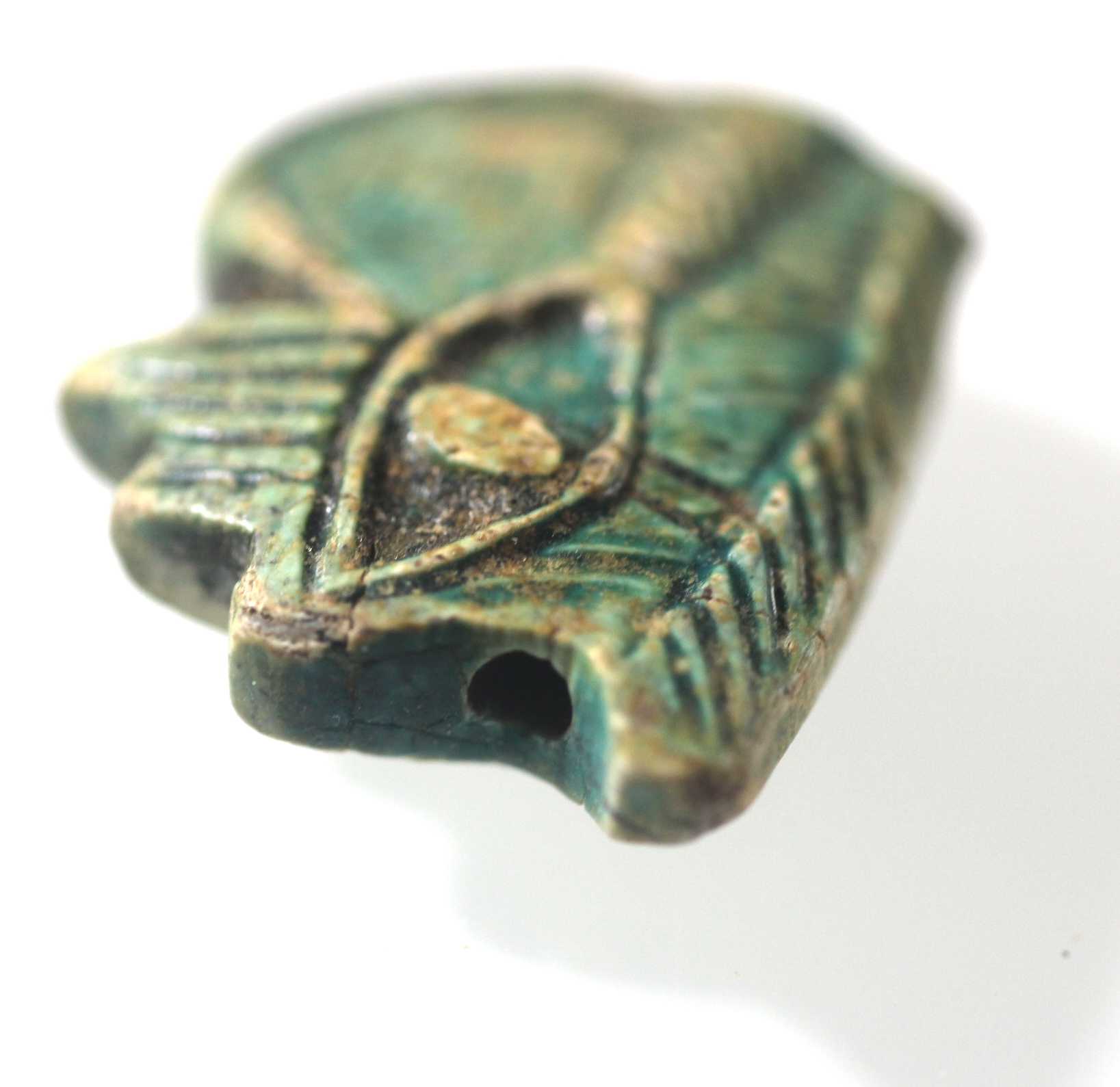 ANCIENT EGYPT. GLAZED STONE EYE OF HORUS AMULET. 600 - 300 B.C