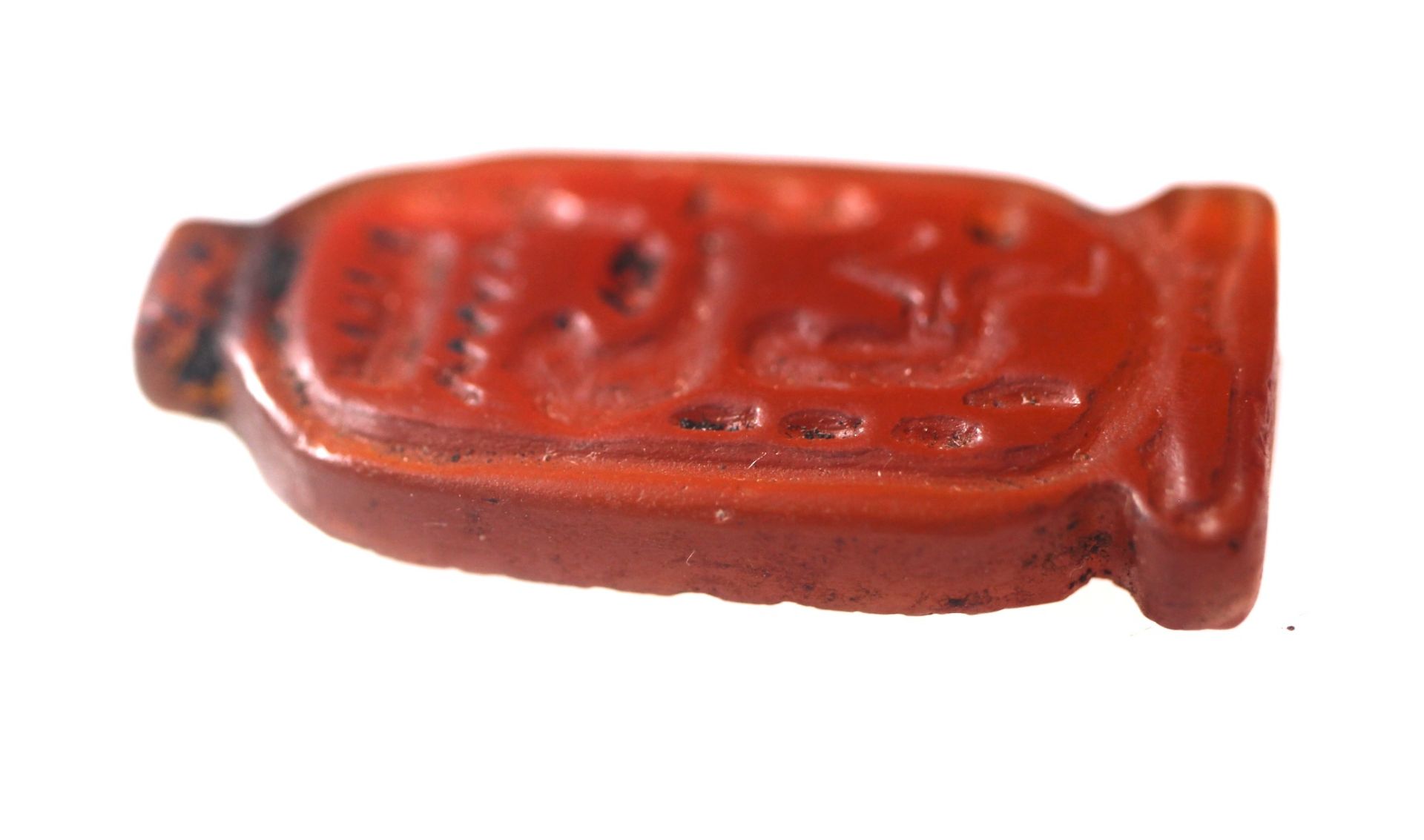 ANCIENT EGYPT. CARNELIAN STONE CARTOUCHE AMULET / PENDANT. WITH THE ...