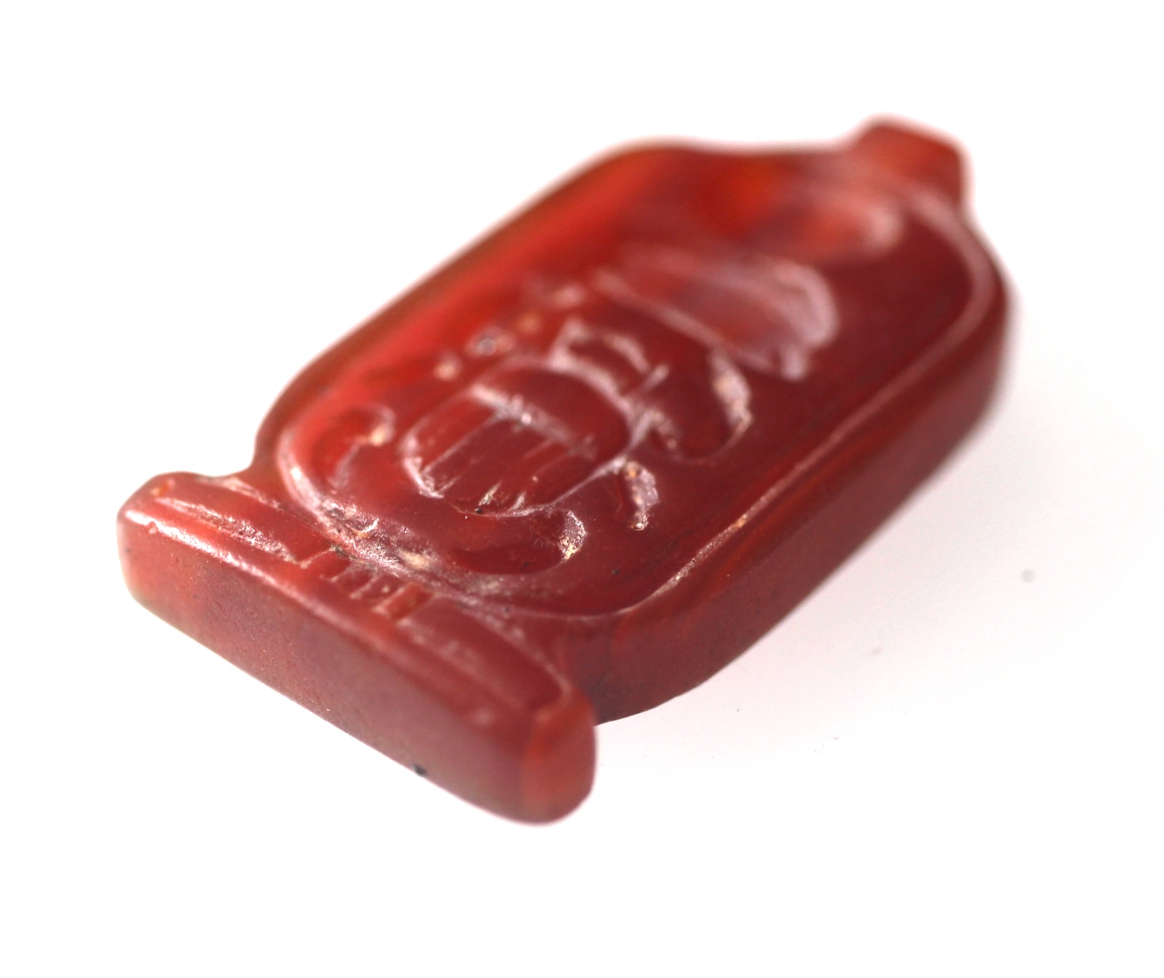 ANCIENT EGYPT. CARNELIAN STONE CARTOUCHE AMULET / PENDANT. WITH THE ...
