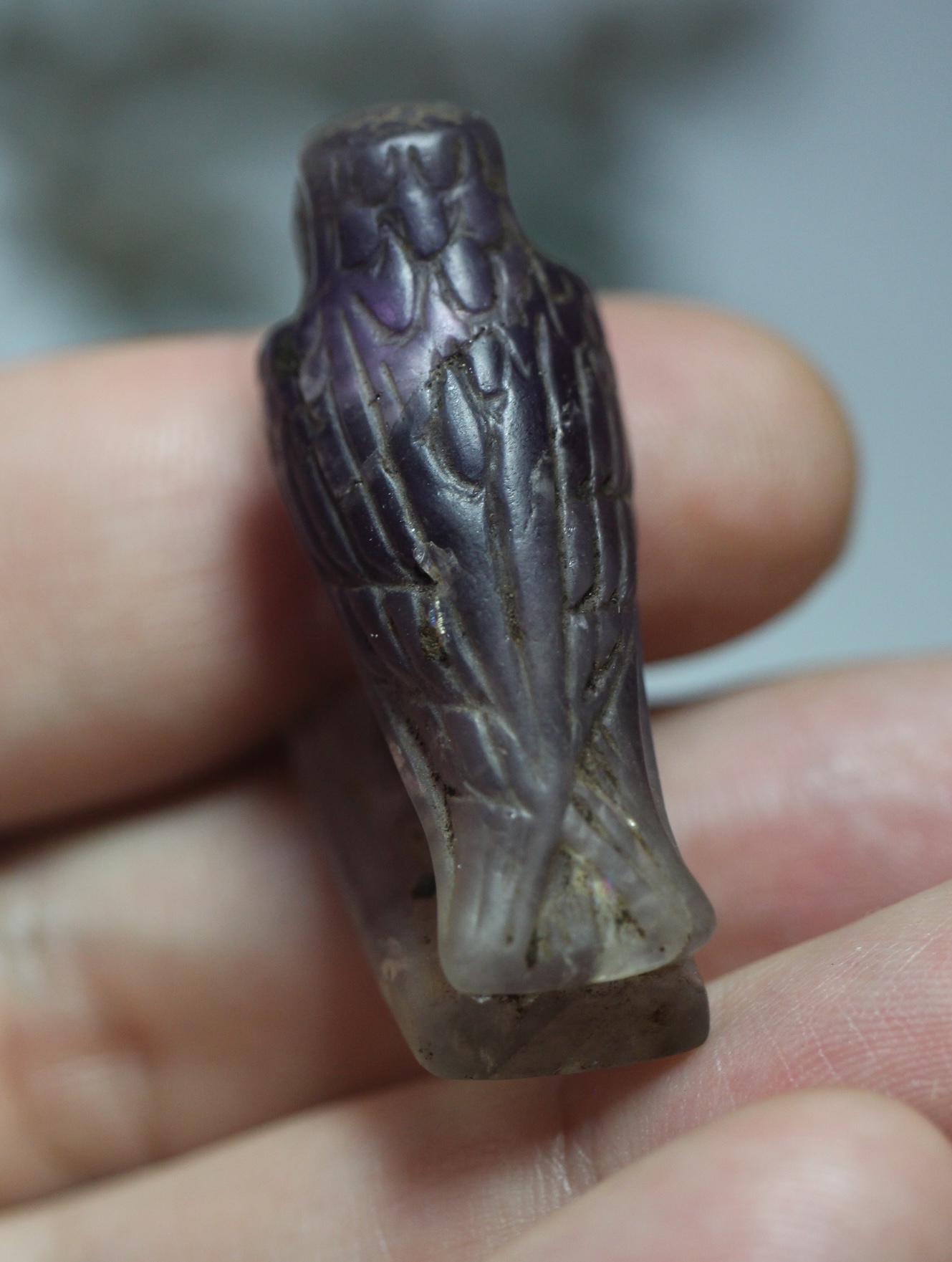 ANCIENT EGYPT. LARGE AMETHYST HORUS AMULET. 1250 B.C
