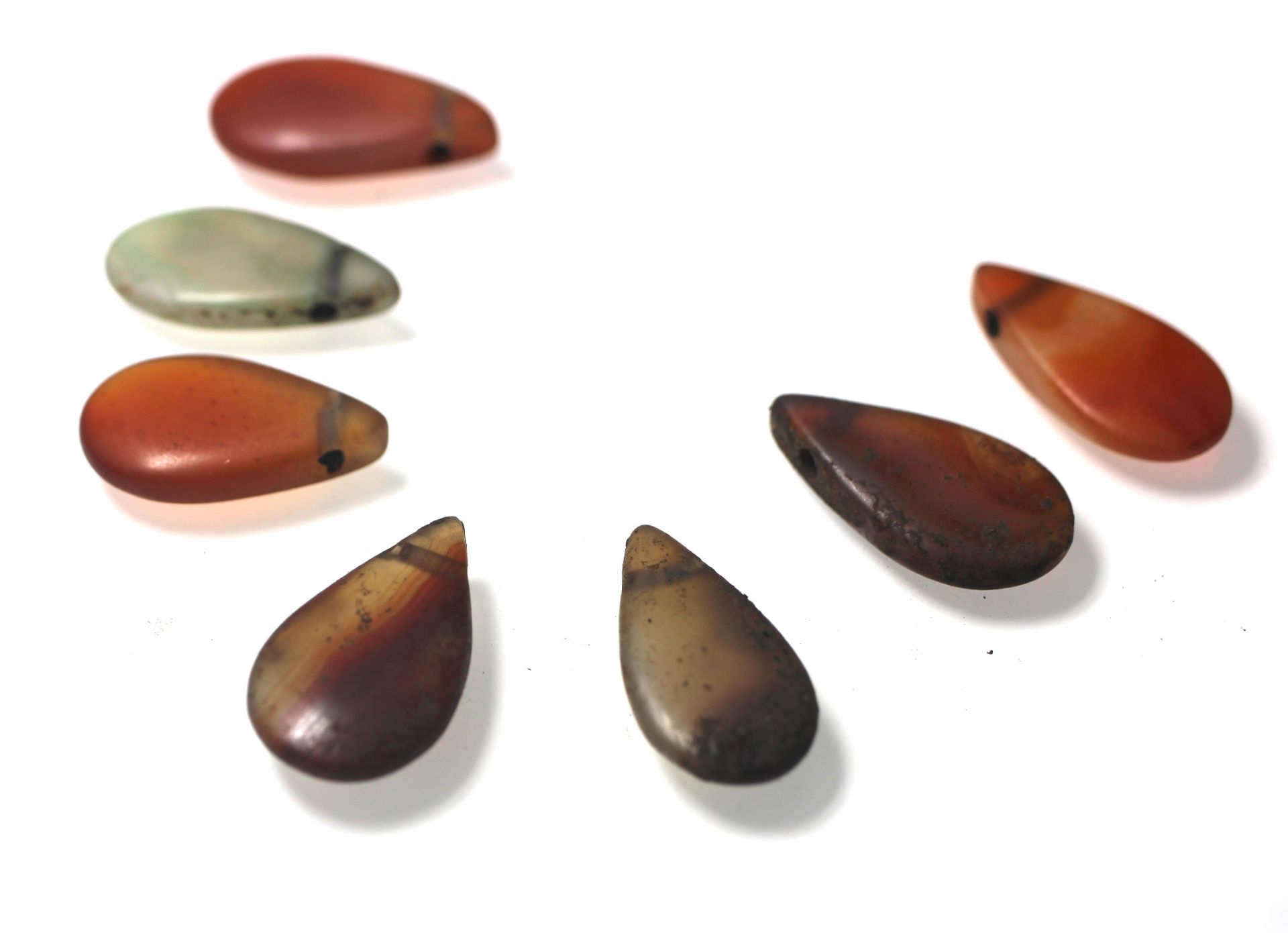ANCIENT EGYPT. NEW KINGDOM STONE TEAR DROP SHAPED BEADS . 1250 B.C