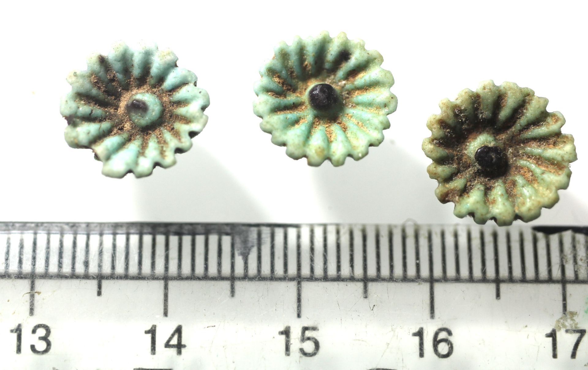 ANCIENT EGYPT. LOT OF FAIENCE LOTUS FLOWER AMULETS . 600 - 300 B.C