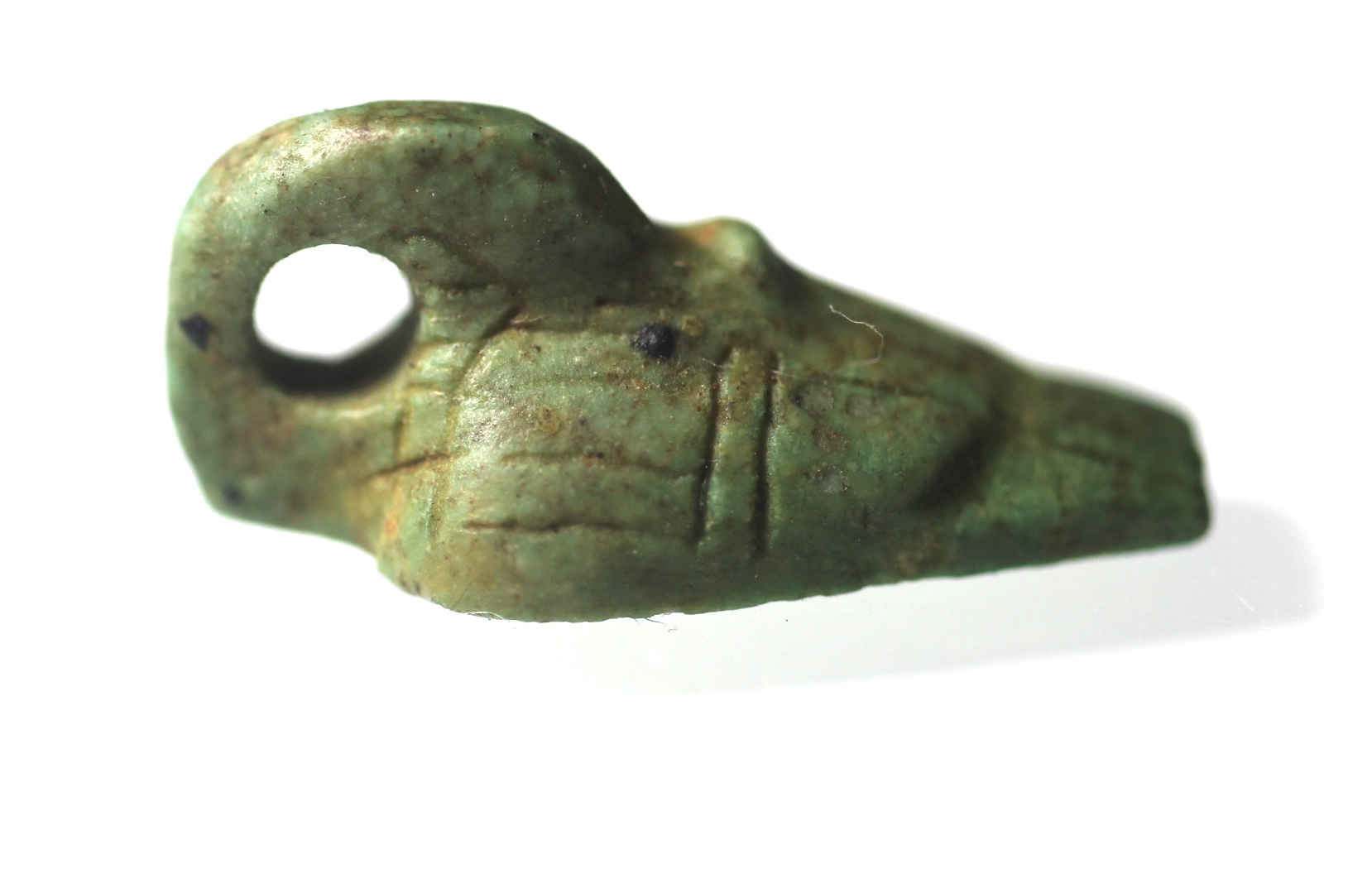 ANCIENT EGYPT. STONE AMULET. DUCK. 600 - 300 B.C GLAZED STONE.