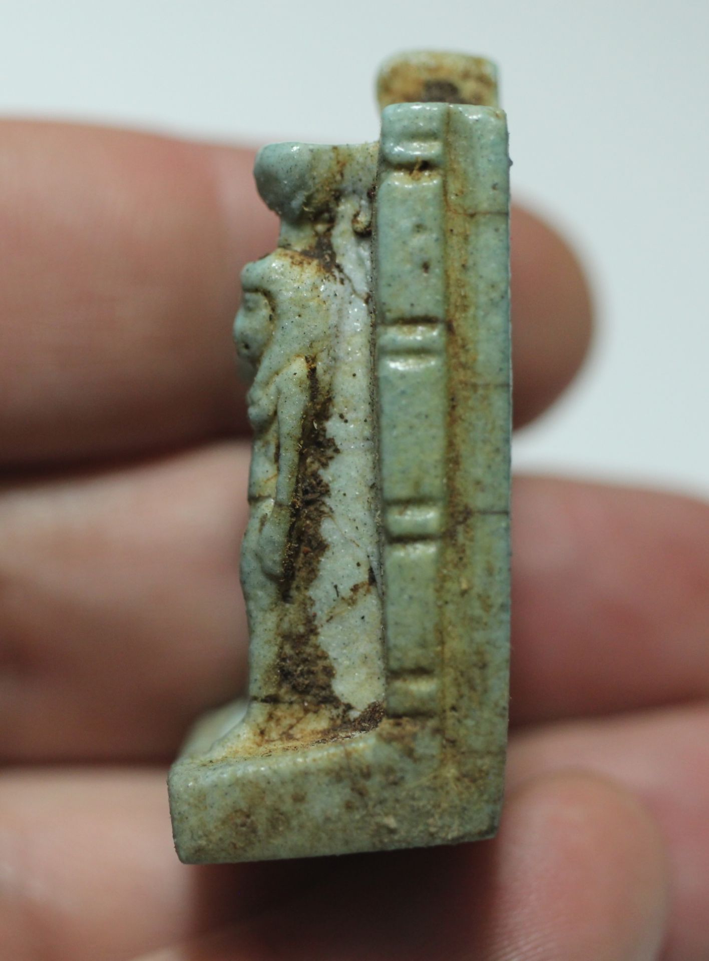 ANCIENT EGYPT. FAIENCE TRIAD AMULET. LARGE. 600-300 B.C