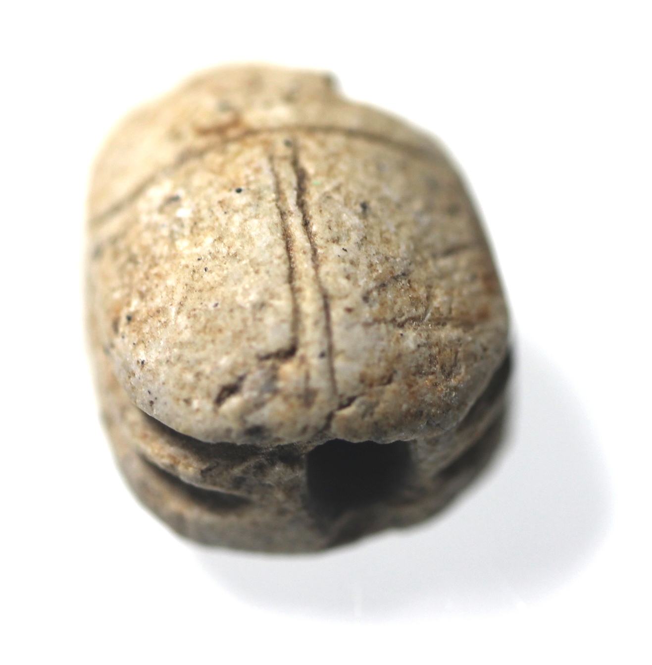 ANCIENT EGYPT. STONE SCARAB WITH LOTUS FLOWER 1400 - 1200 B.C NEW KINGDOM
