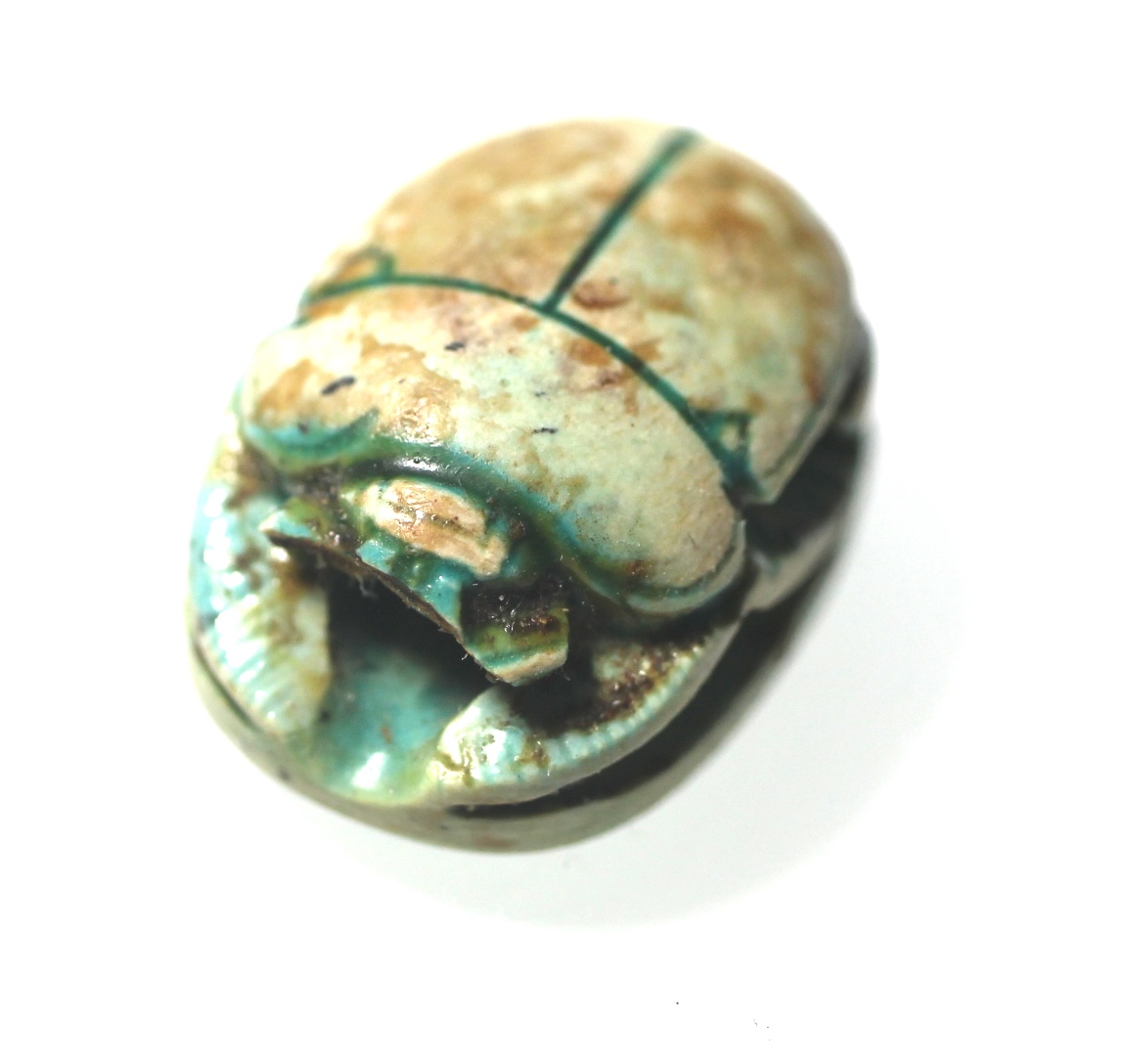 ANCIENT EGYPT. LARGE GLAZED STONE SCARAB . NEW KINGDOM. 1400 - 1250 B.C