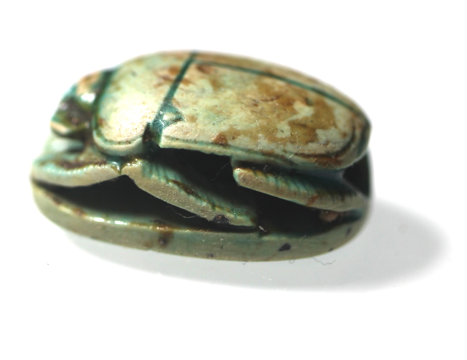 ANCIENT EGYPT. LARGE GLAZED STONE SCARAB . NEW KINGDOM. 1400 - 1250 B.C