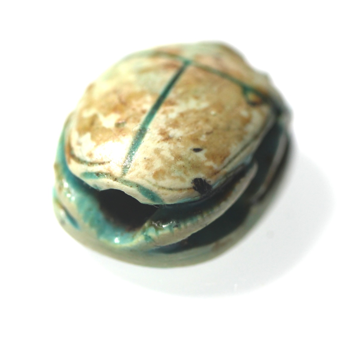 ANCIENT EGYPT. LARGE GLAZED STONE SCARAB . NEW KINGDOM. 1400 - 1250 B.C
