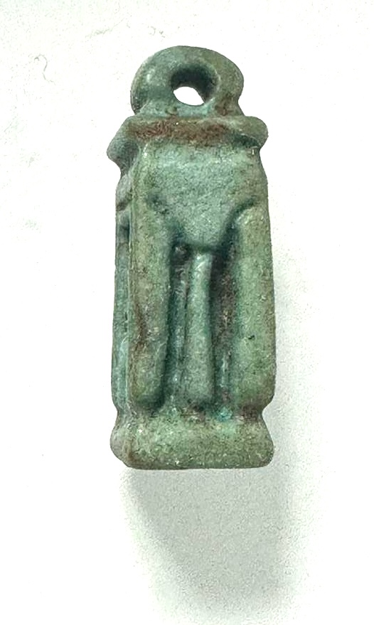 ANCIENT EGYPT. FAIENCE SHRINE AMULET WITH BABY HORUS. 600 - 300 B.C