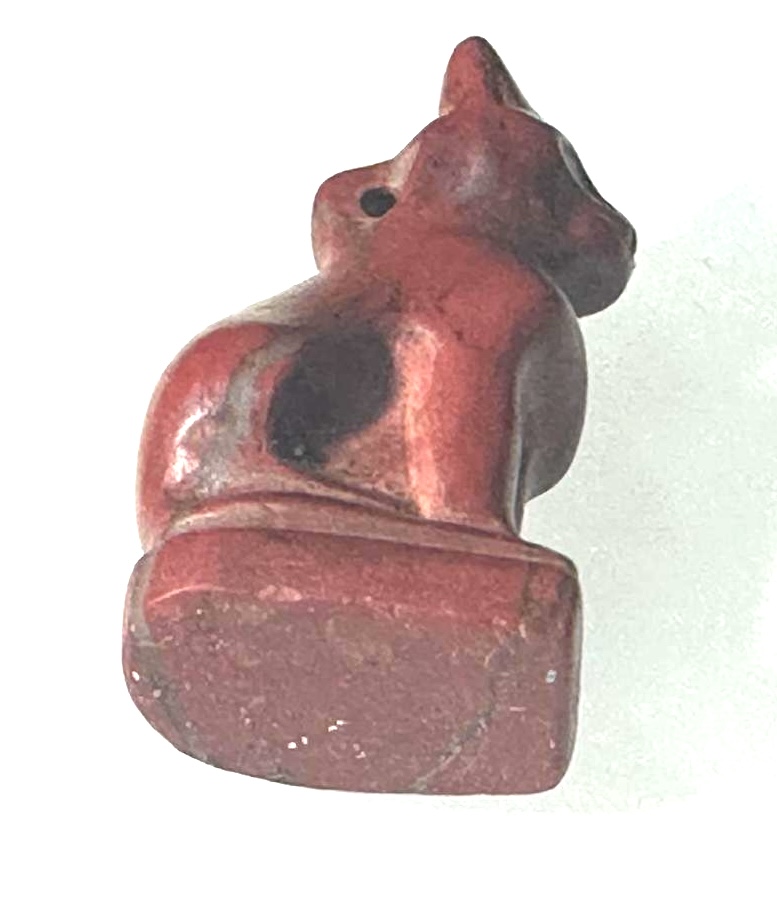 ANCIENT EGYPT. LARGE RED JASPER AMULET OF A CAT. 1400 - 1200 B.C