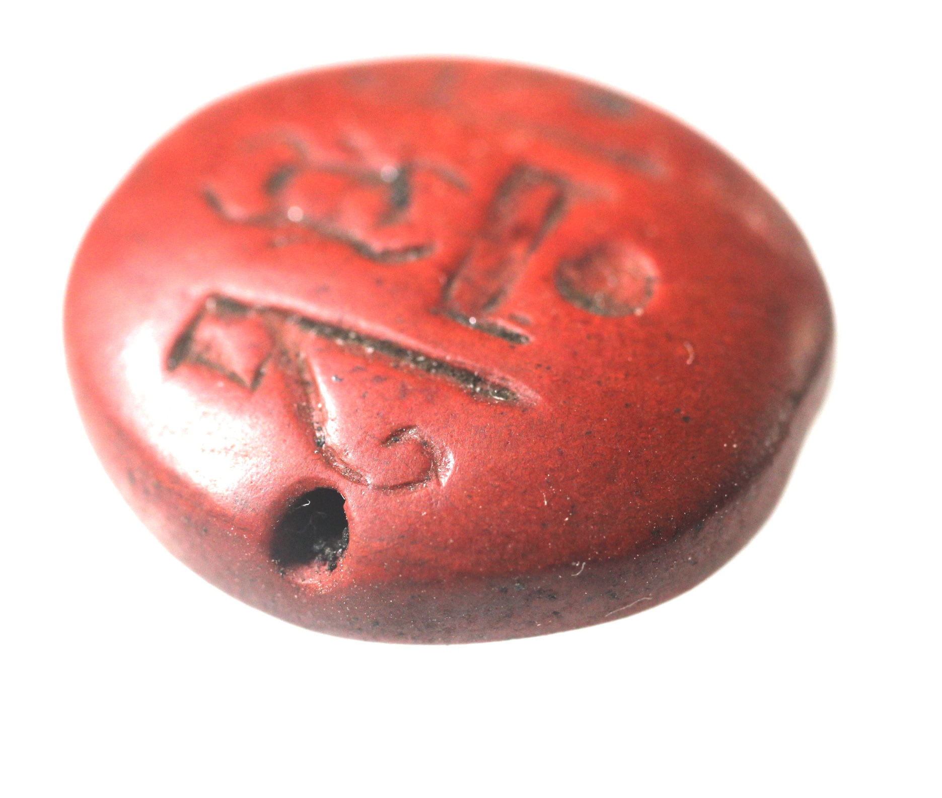 ANCIENT EGYPT. NEW KINGDOM. RED JASPER DISC SHAPED AMULET. 1250 B.C ...