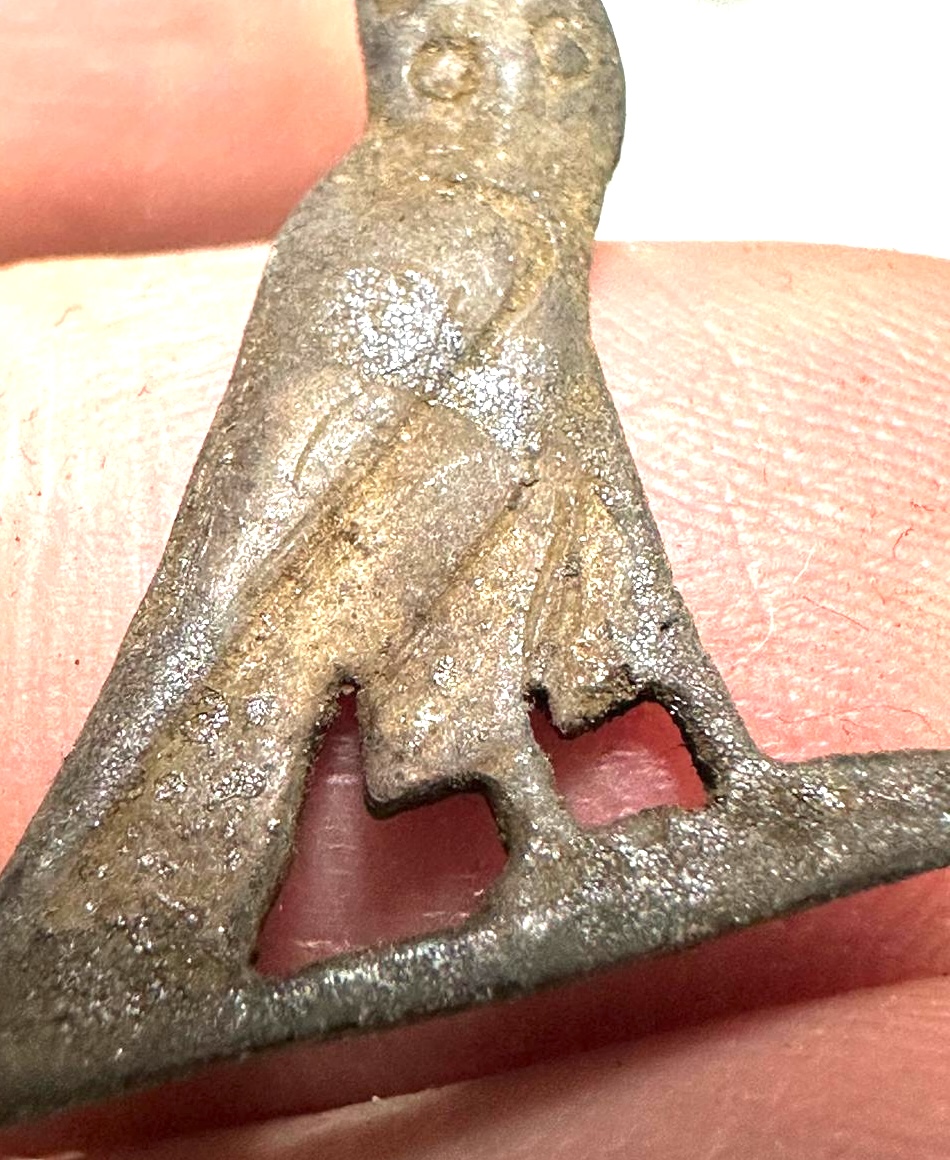 ANCIENT EGYPT. NEW KINGDOM SILVER OWL AMULET. 1250 B.C