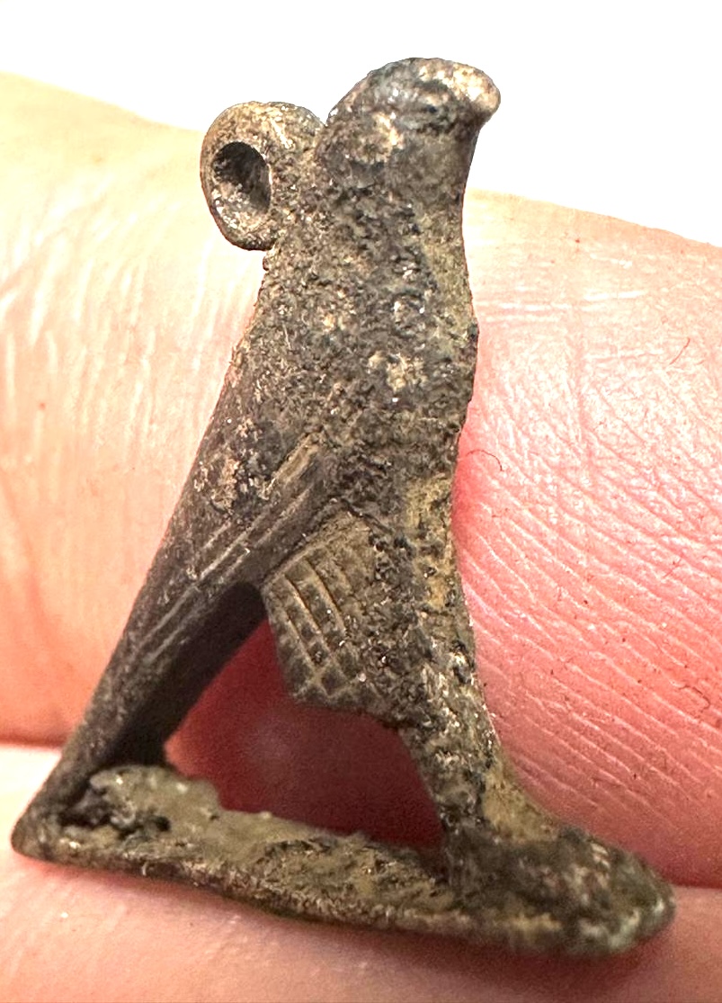 ANCIENT EGYPT. NEW KINGDOM SILVER HORUS AMULET. 1250 B.C